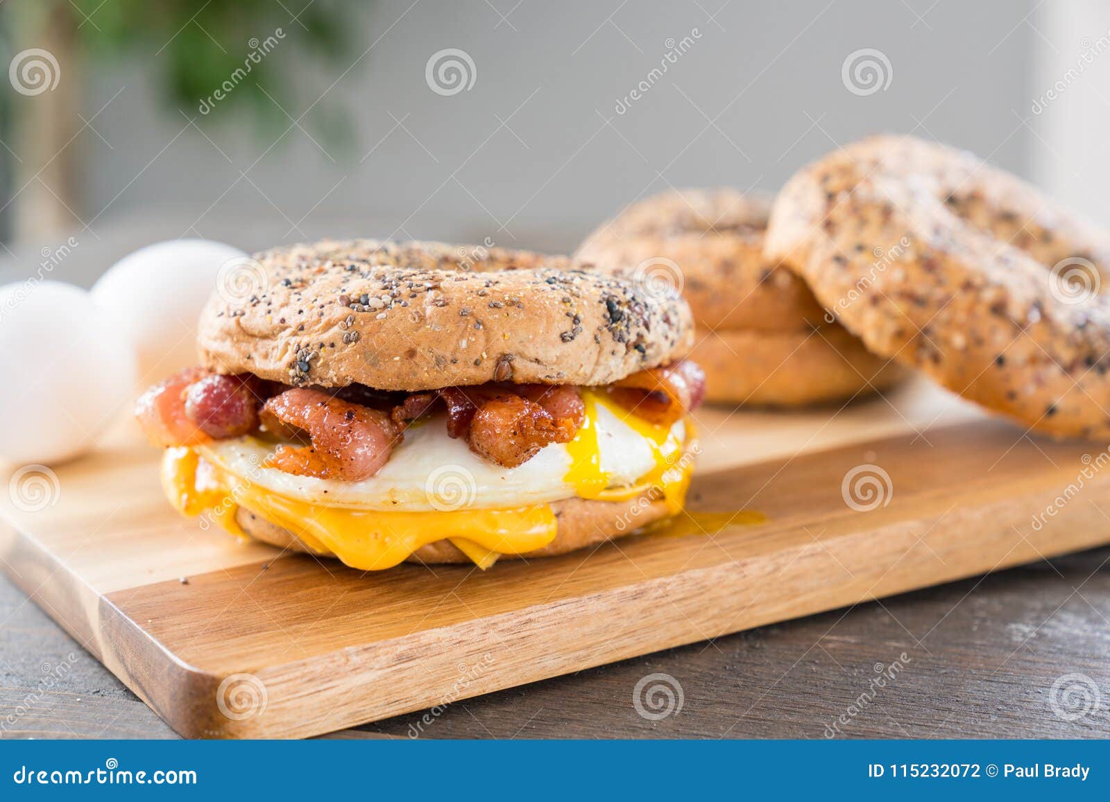 Bacon, Egg and Cheese Breakfast Sandwich Stock Photo - Image of snack ...