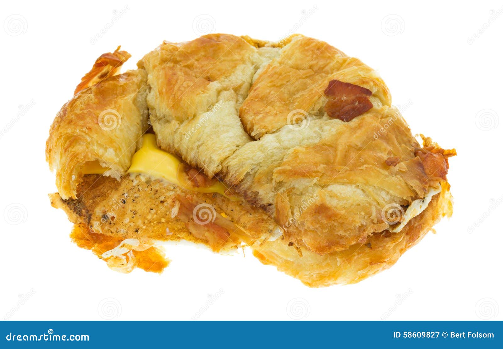 Bacon Egg and Cheese Croissant Breakfast Sandwich Side View Stock Image ...