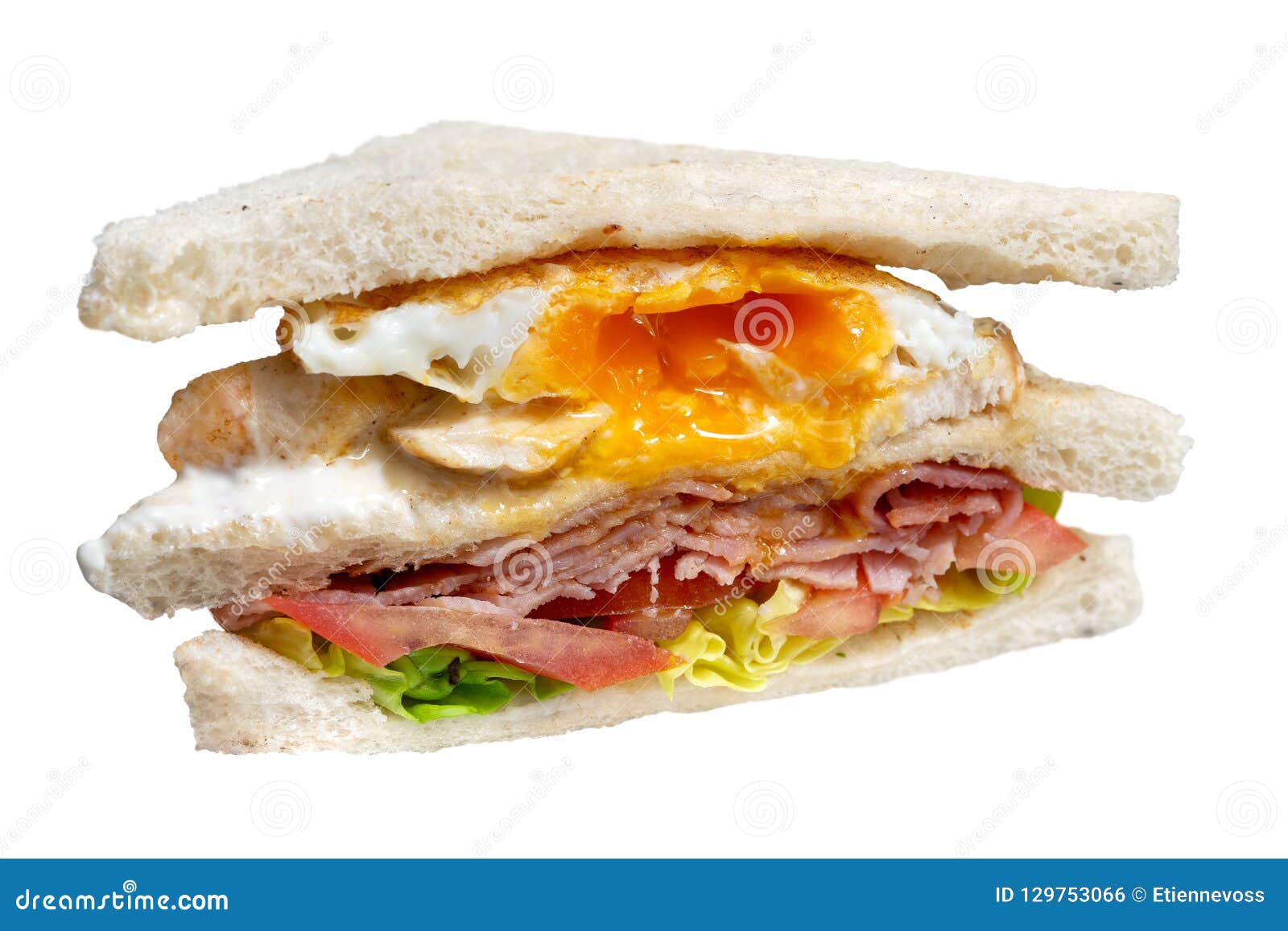 Bacon and Egg Club Sandwich Isolated on White. Stock Photo - Image of ...