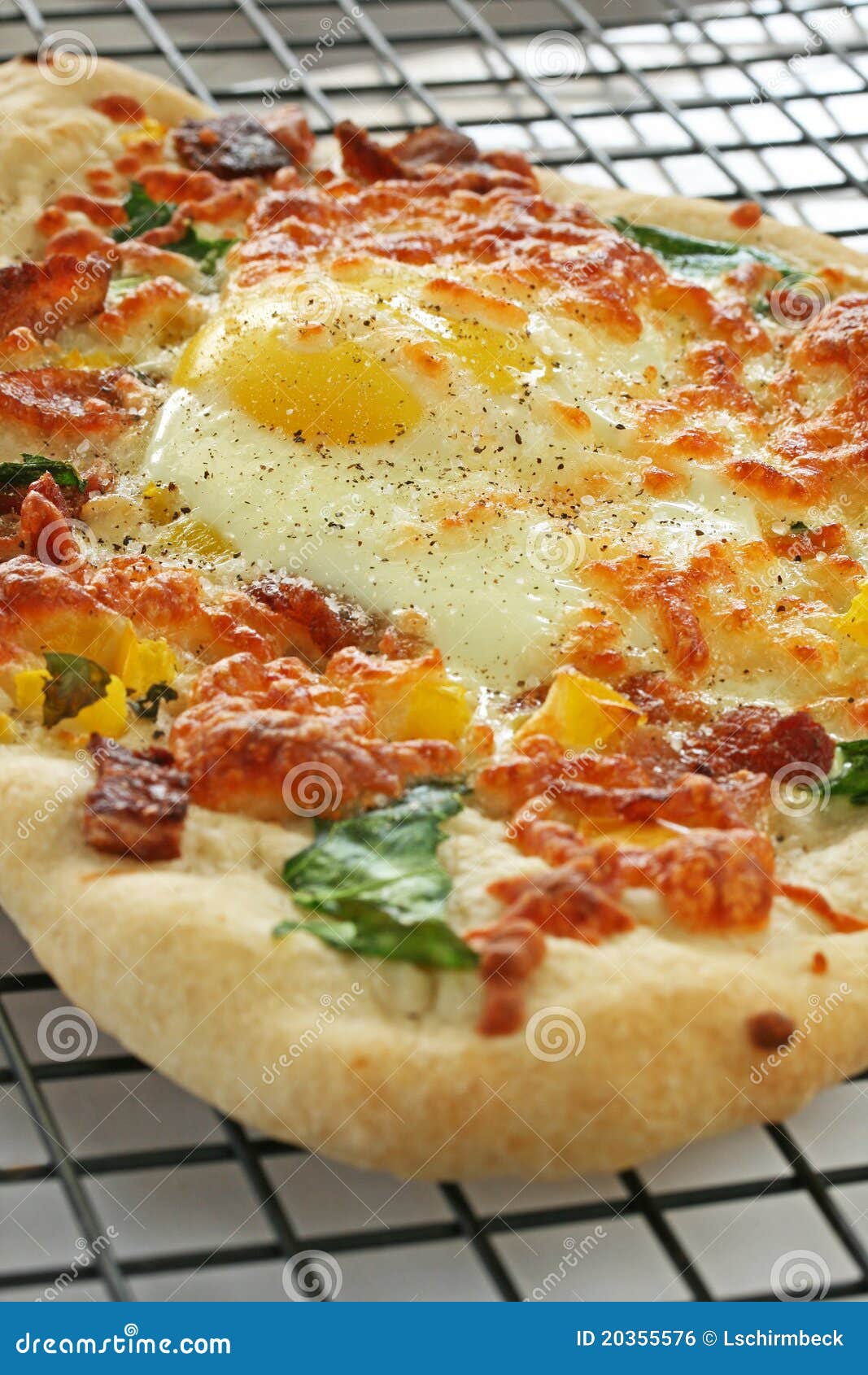 Bacon and Egg Pizza-vertical Stock Photo - Image of crispy, lunch: 20355576
