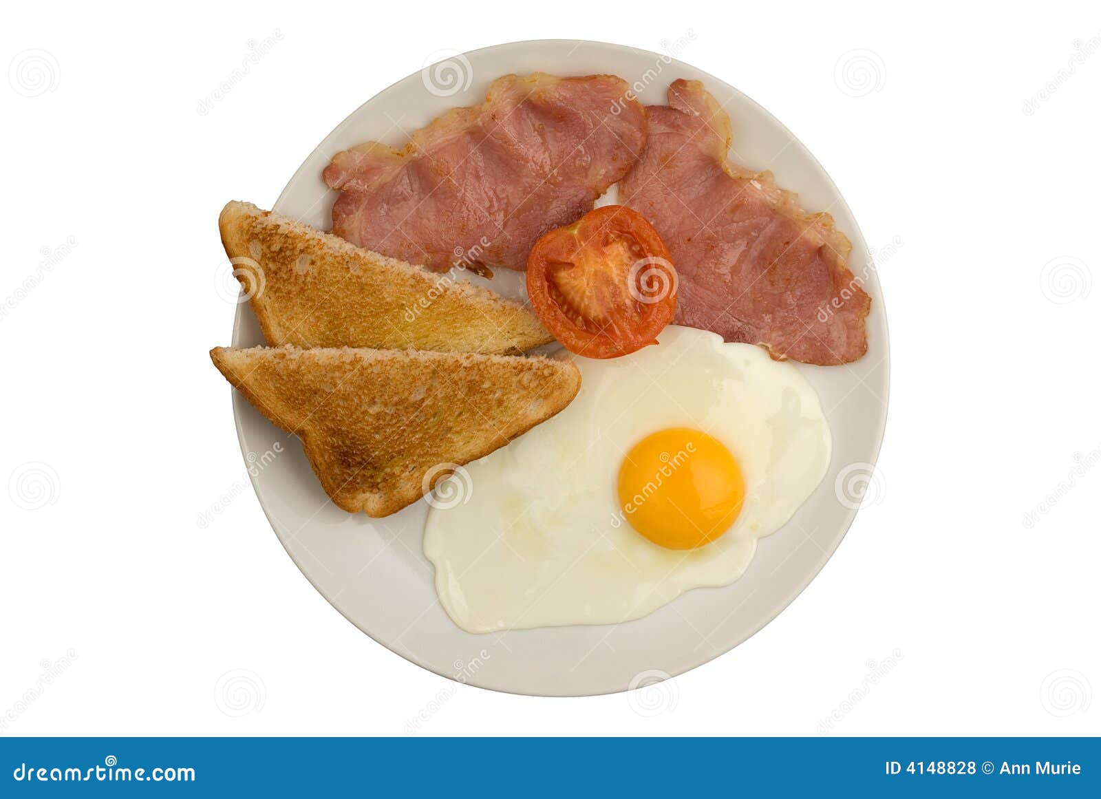 Bacon, Egg, Toast and Tomato Fried Breakfast Stock Photo - Image of ...