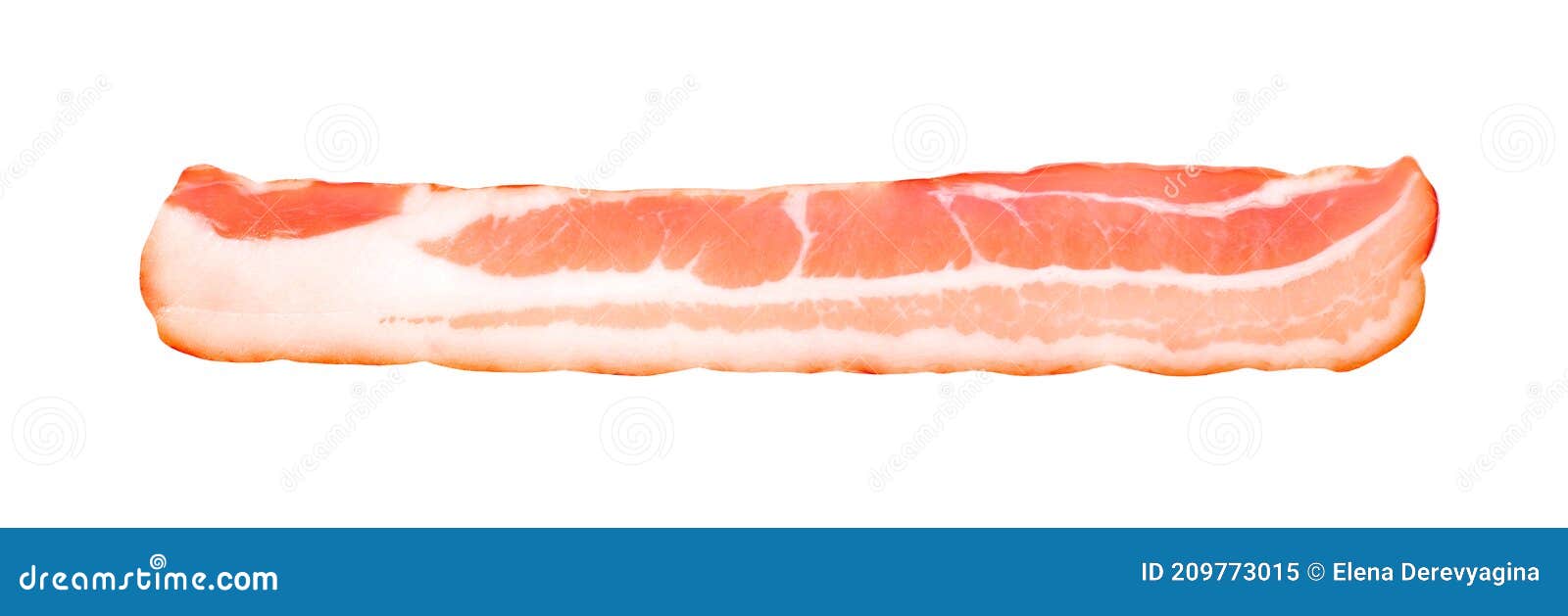 Bacon Flat Slice Raw Isolated on a White Background with Clipping Path ...