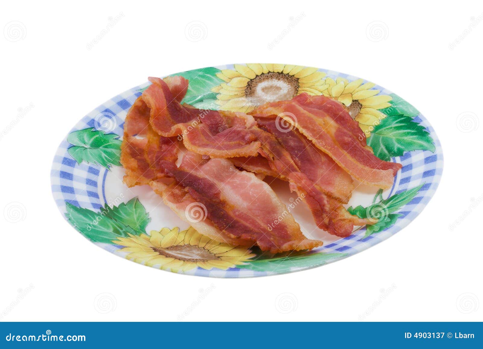 Bacon on a floral plate stock image. Image of snack, meat - 4903137