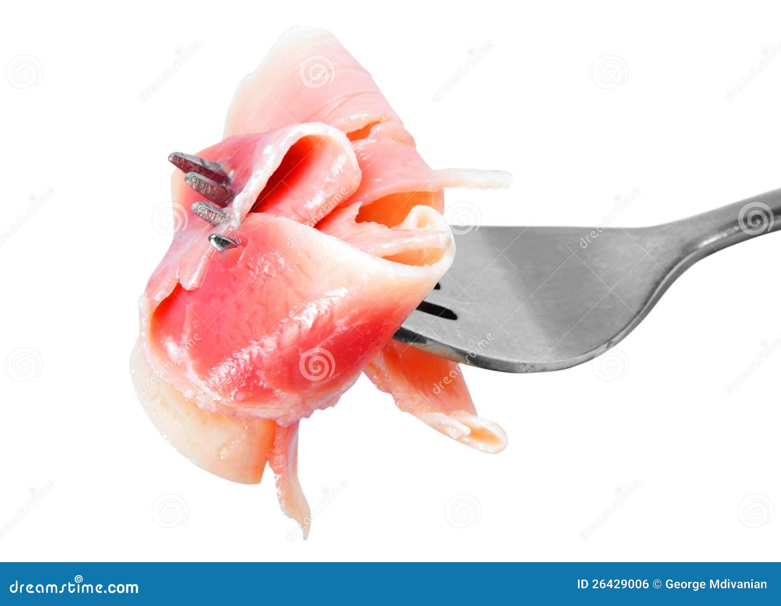 Bacon on fork stock photo. Image of white, meat, pierced - 26429006