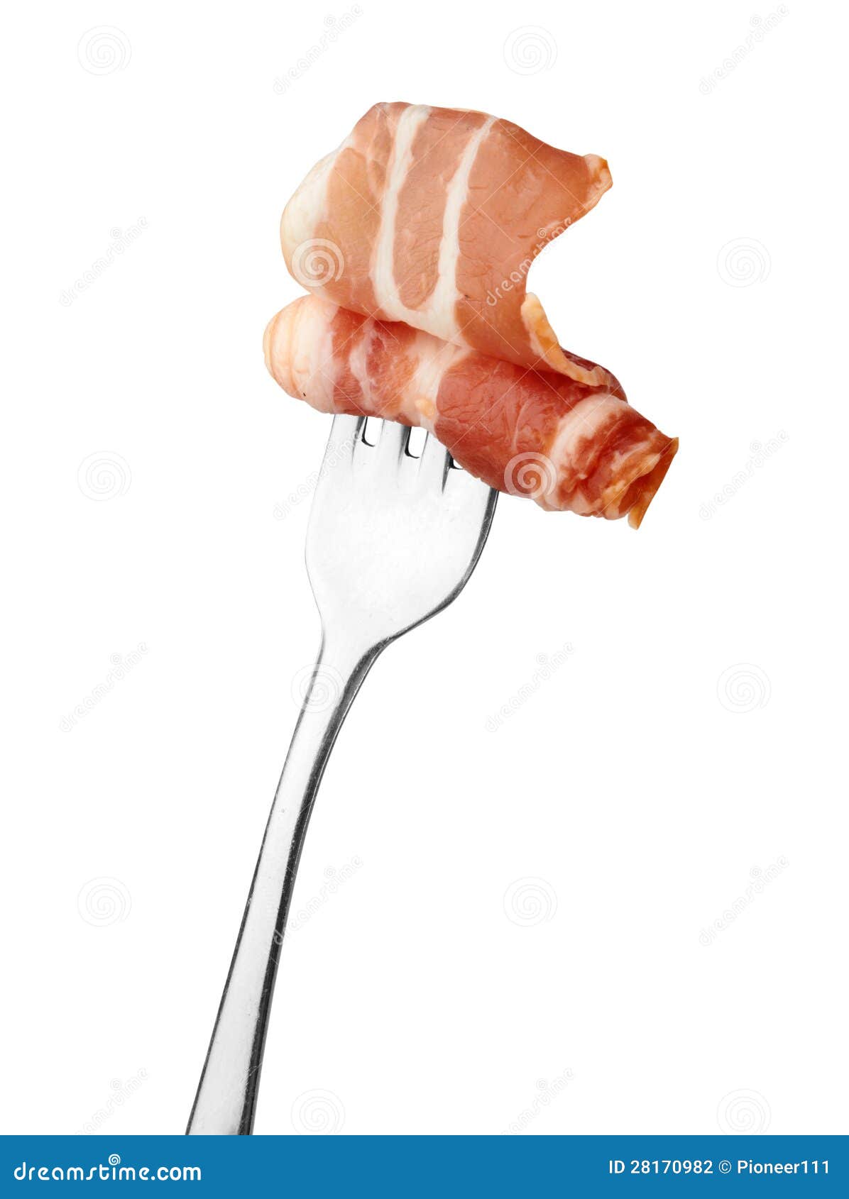 Bacon on fork stock photo. Image of cured, silverware - 28170982