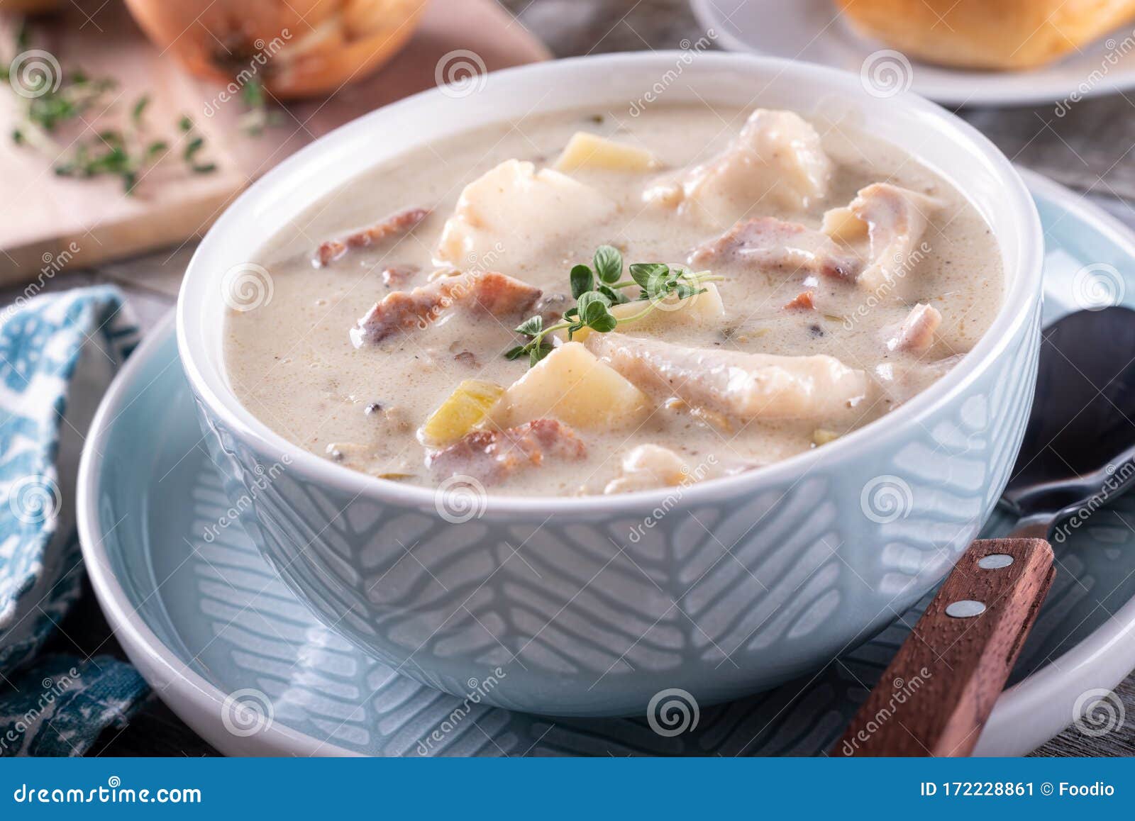 Bacon Haddock Chowder stock image. Image of bowl, garnish - 172228861