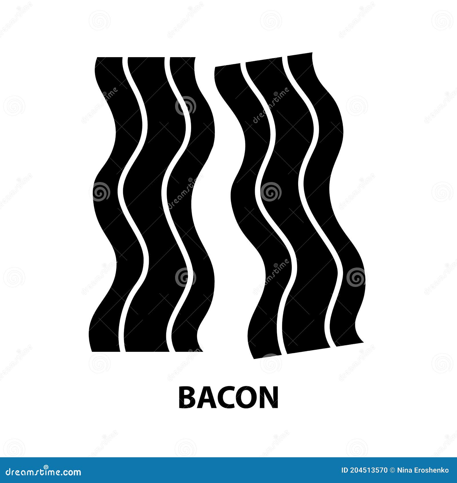 Bacon Icon, Black Vector Sign with Editable Strokes, Concept ...