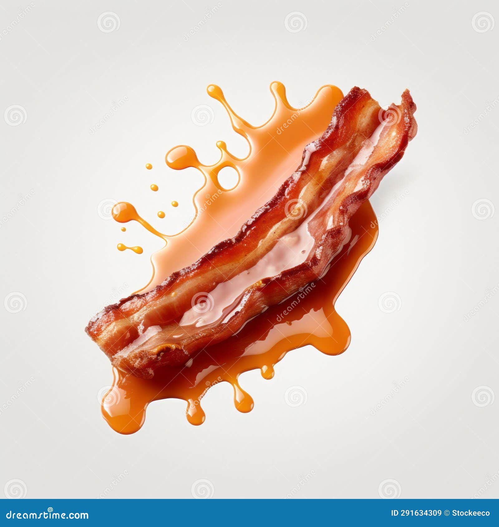 Delicious Bacon with Sticky Syrup Topping on White Background Stock ...