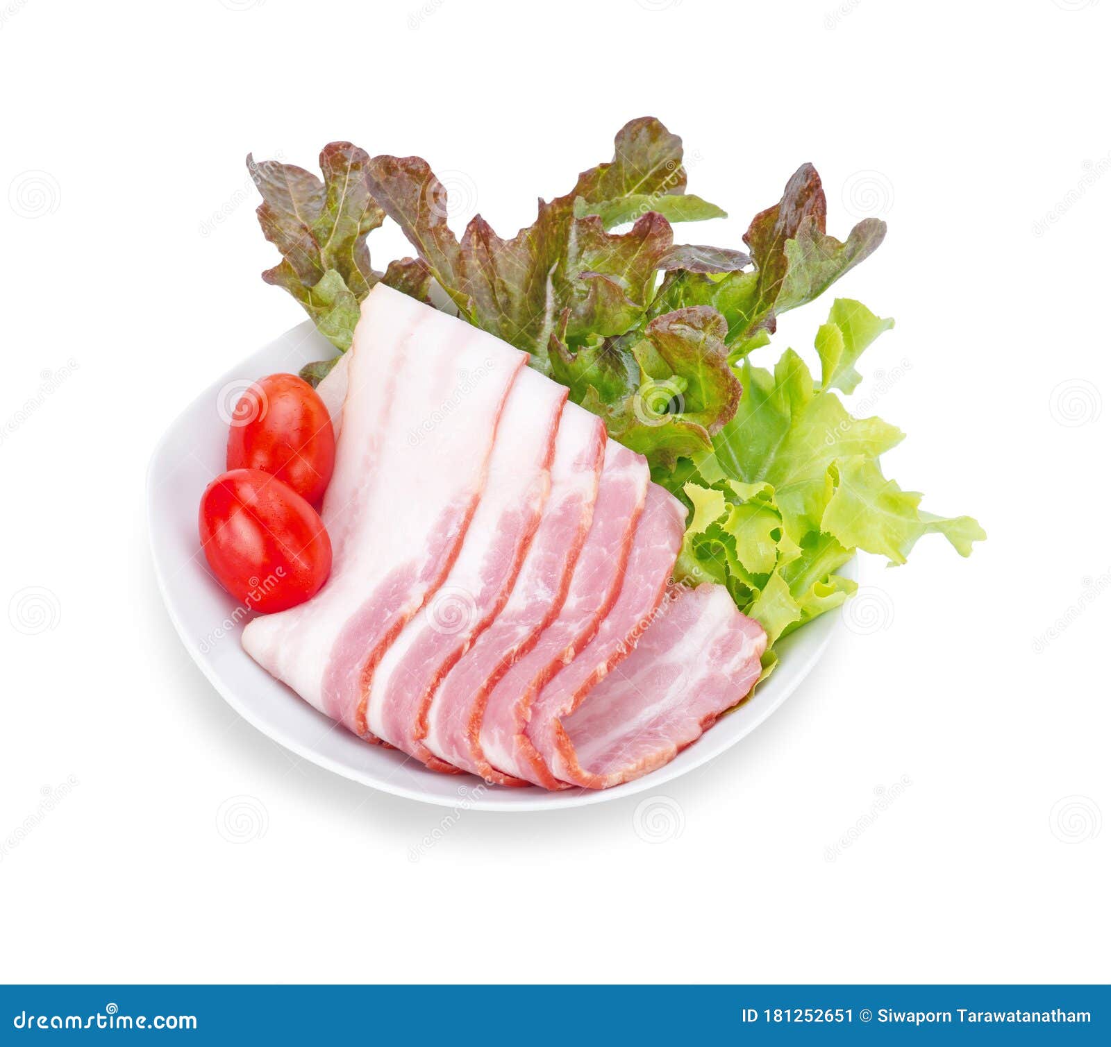 Bacon Isolated on White Background Stock Image - Image of horizontal ...