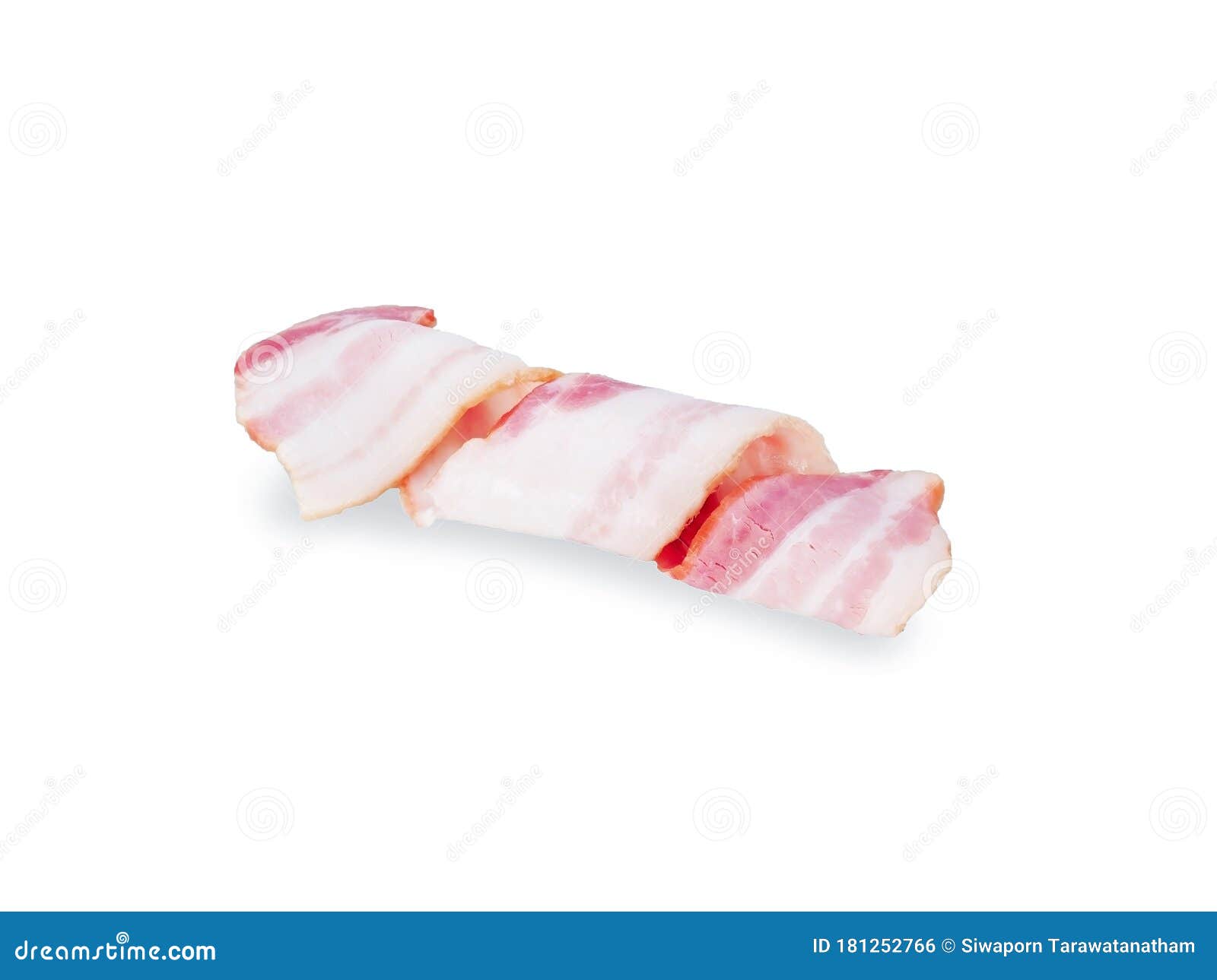Bacon Isolated on White Background Stock Photo - Image of rolled ...