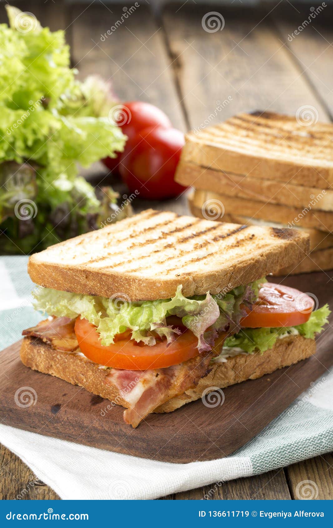 Bacon Lettuce Tomato BLT Sandwich Stock Image - Image of pork ...