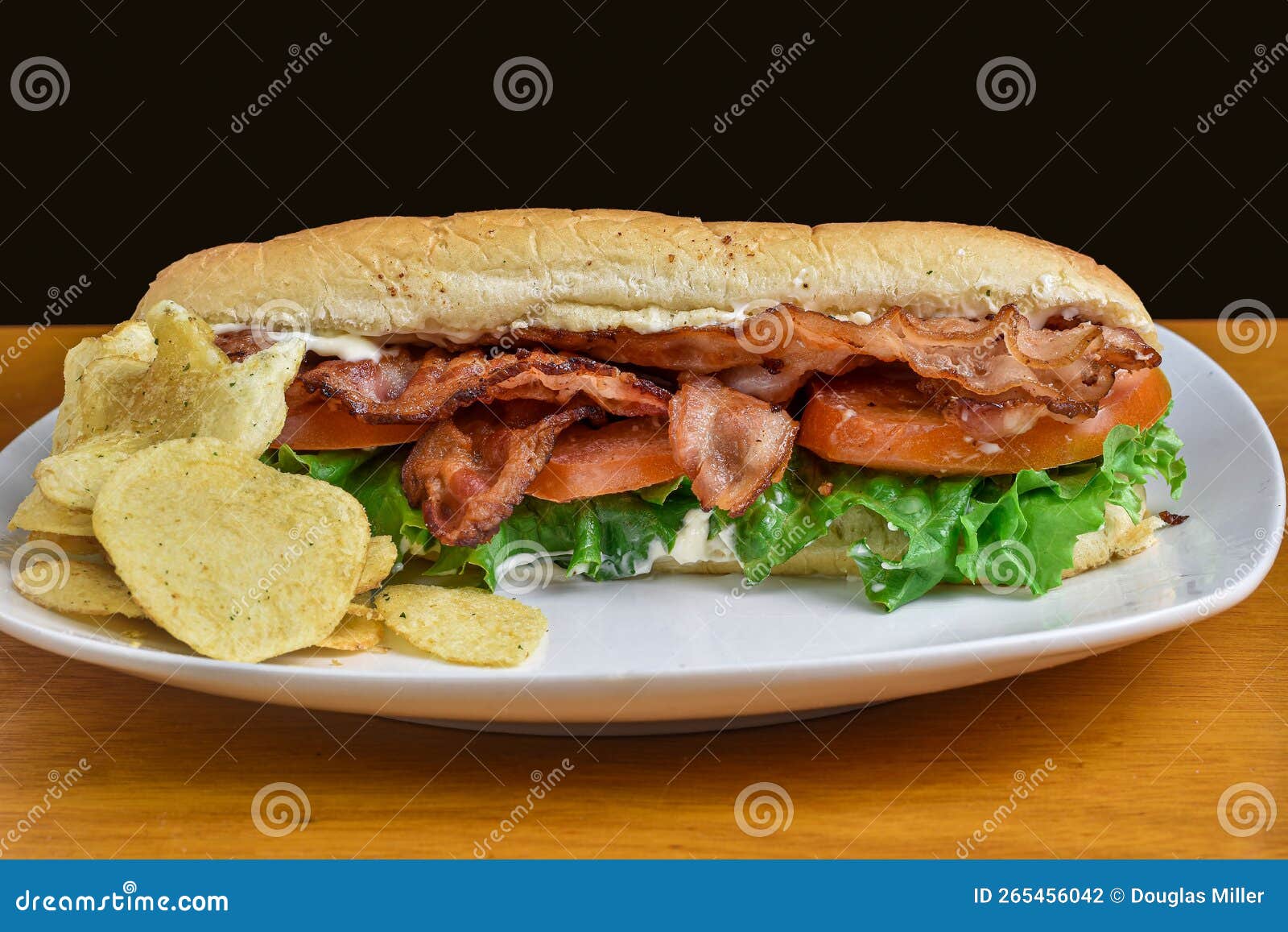 Bacon Lettuce and Tomato Sub with Potato Chips Stock Photo - Image of ...