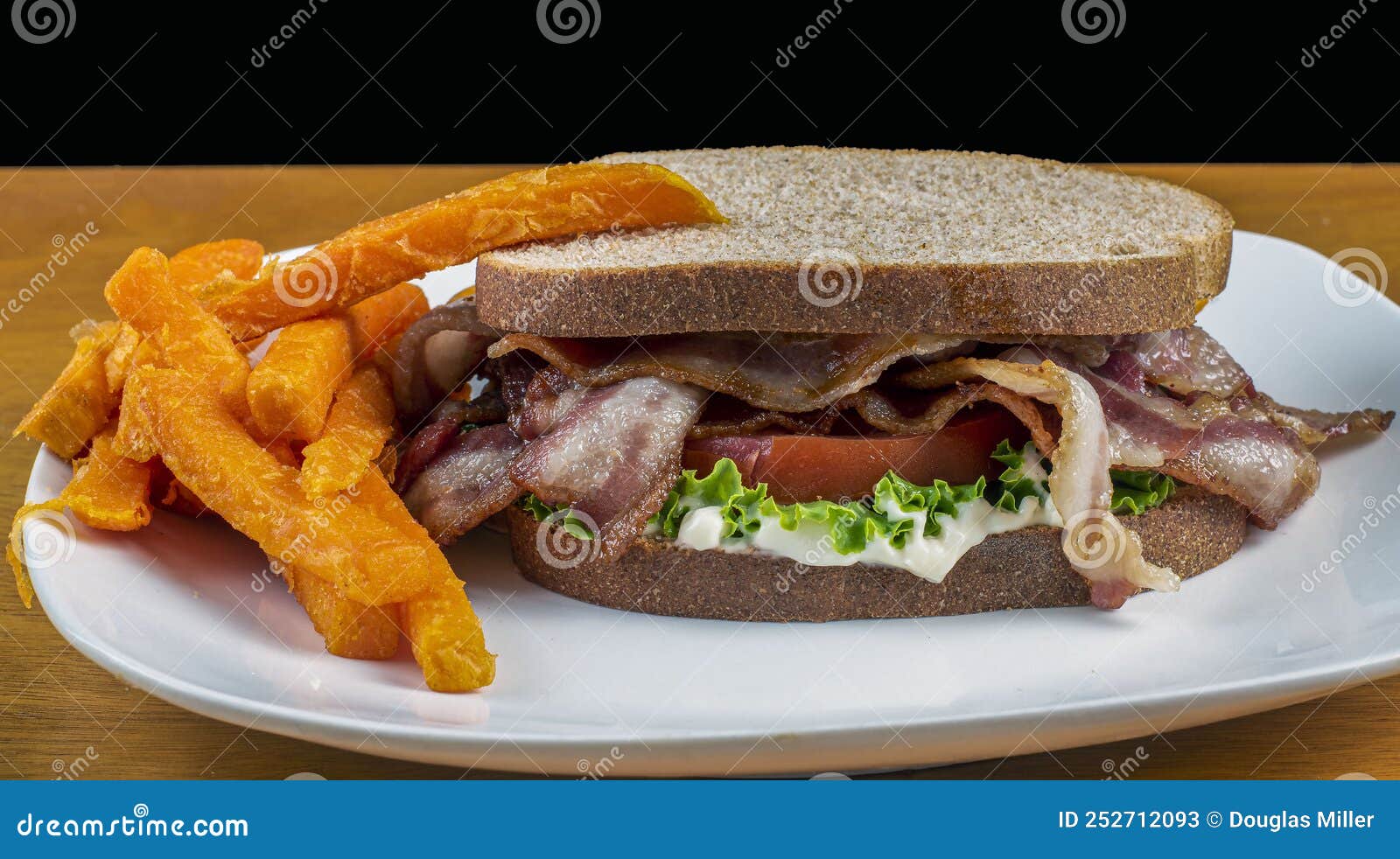 Bacon Lettuce Tomato between Whole Wheat Bread Stock Image - Image of ...