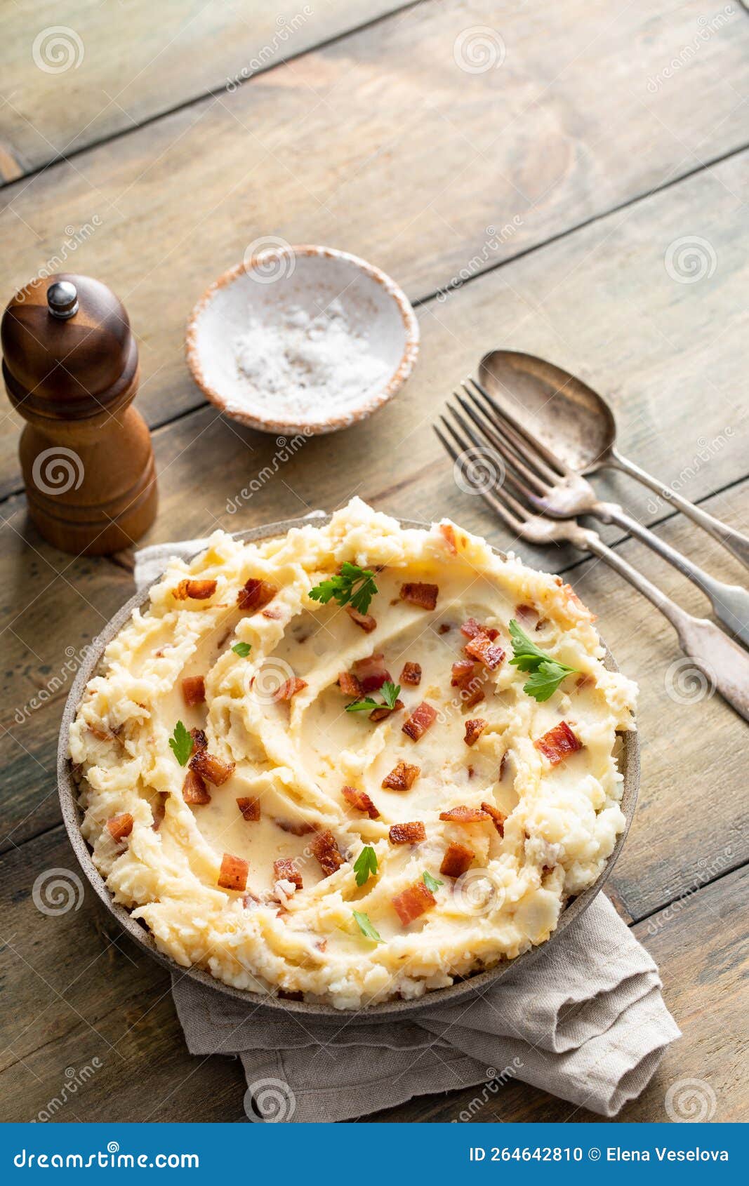 Bacon Mashed Potatoes, Side Dish Recipe Idea Stock Photo - Image of ...
