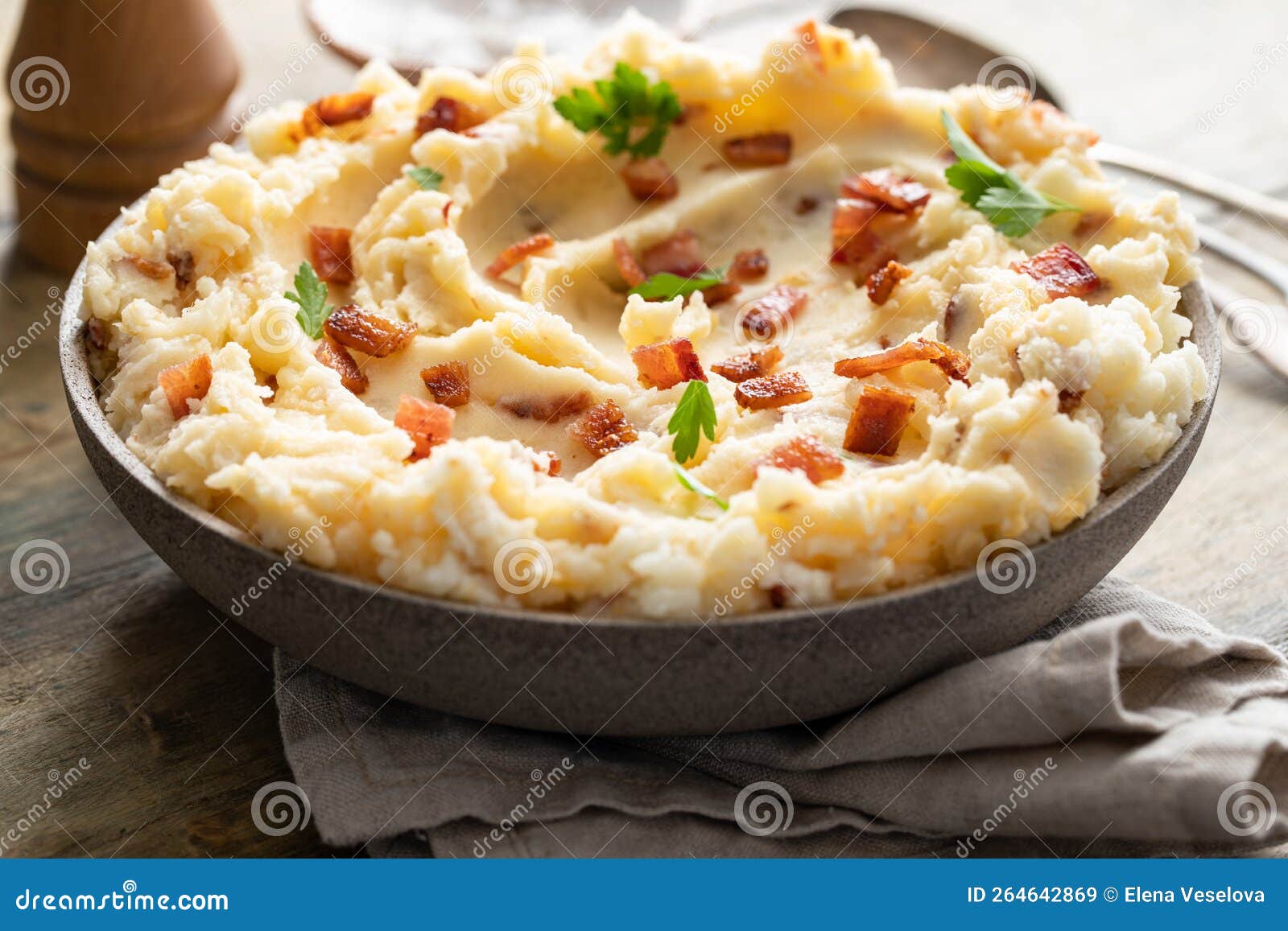 Bacon Mashed Potatoes, Side Dish Recipe Idea Stock Image - Image of ...