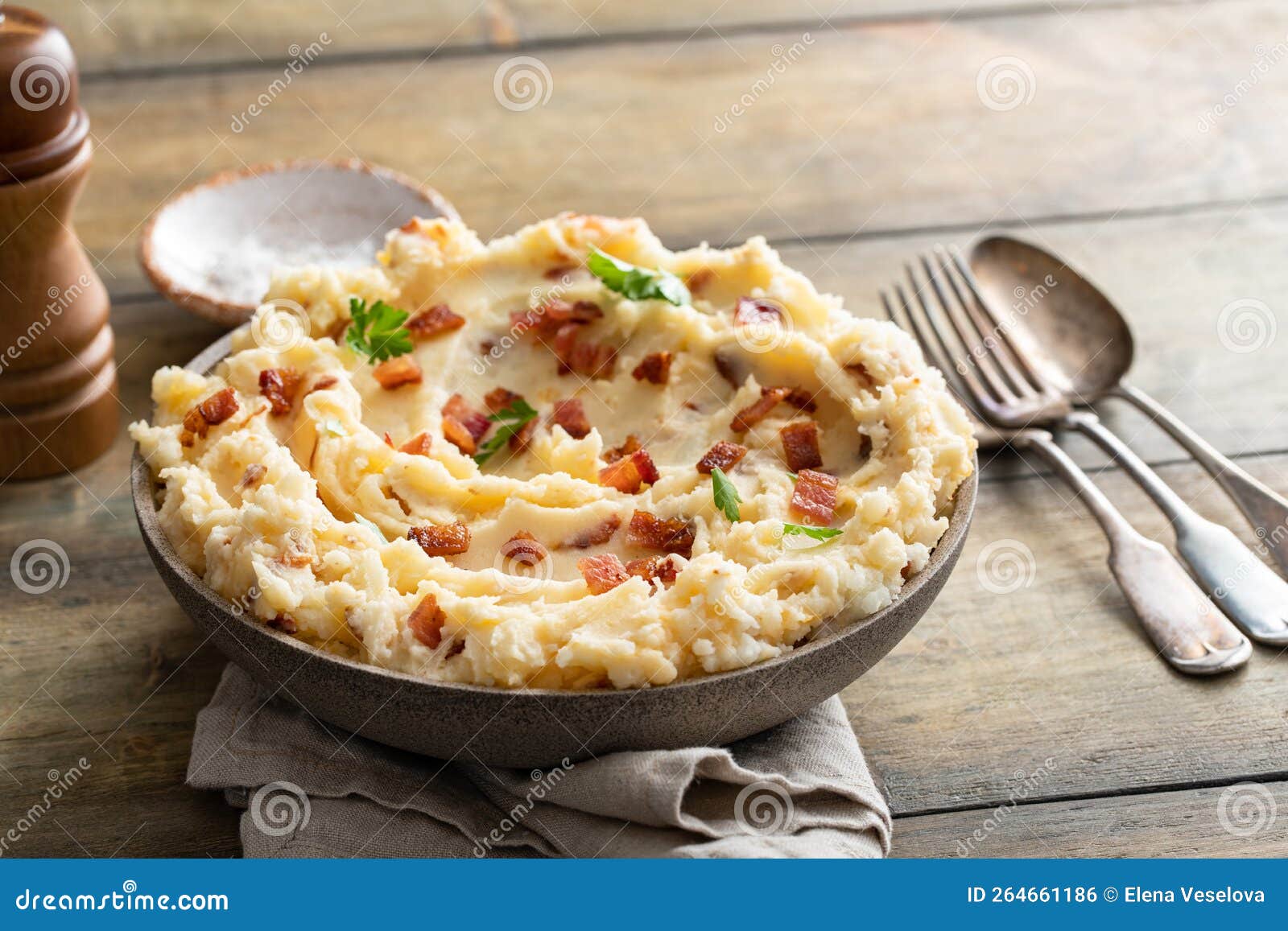 Bacon Mashed Potatoes, Side Dish Recipe Idea Stock Photo - Image of ...