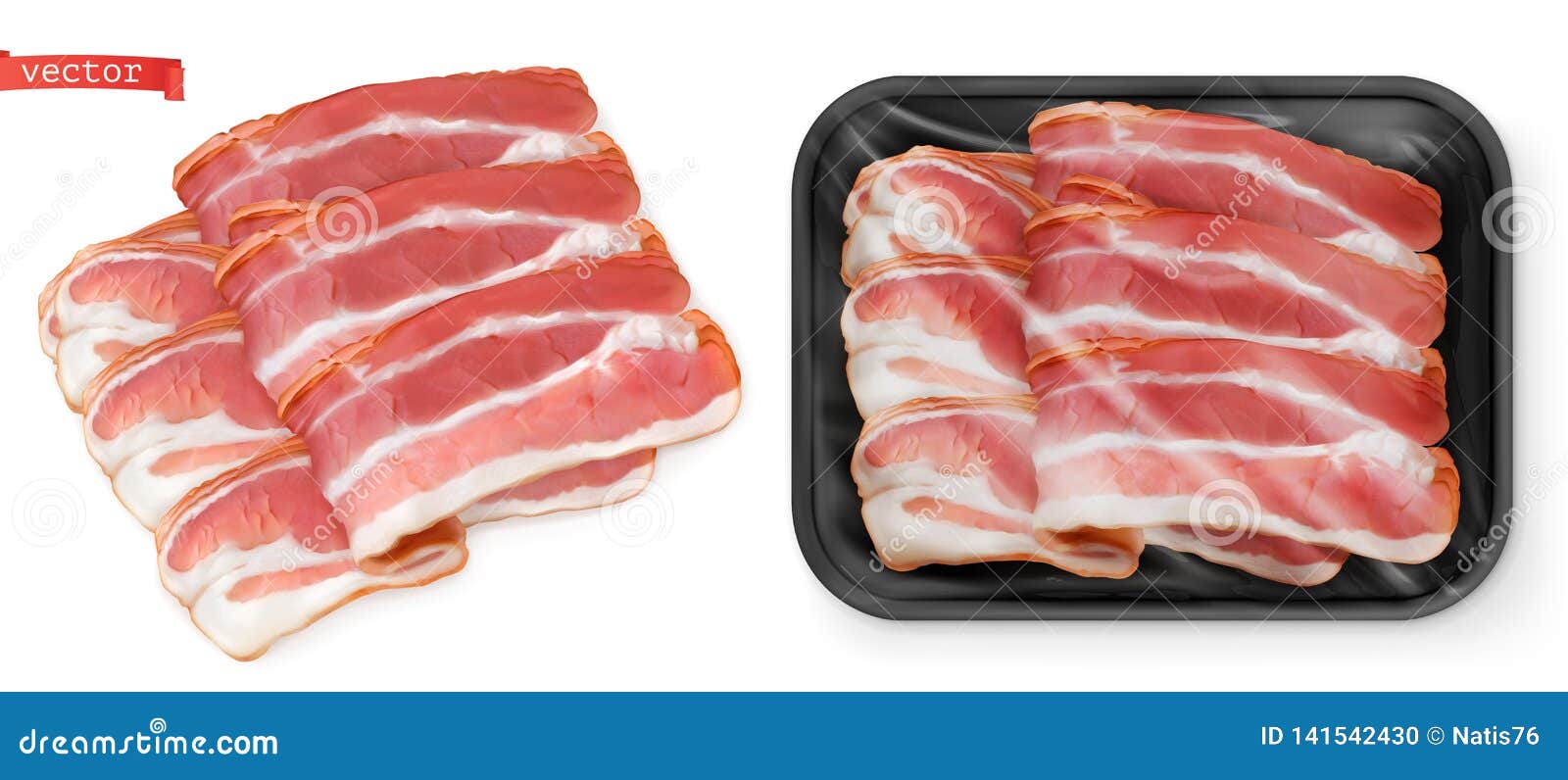 Bacon Meat Layered Disposable Food Pack Isolated 3d Realistic Shop ...