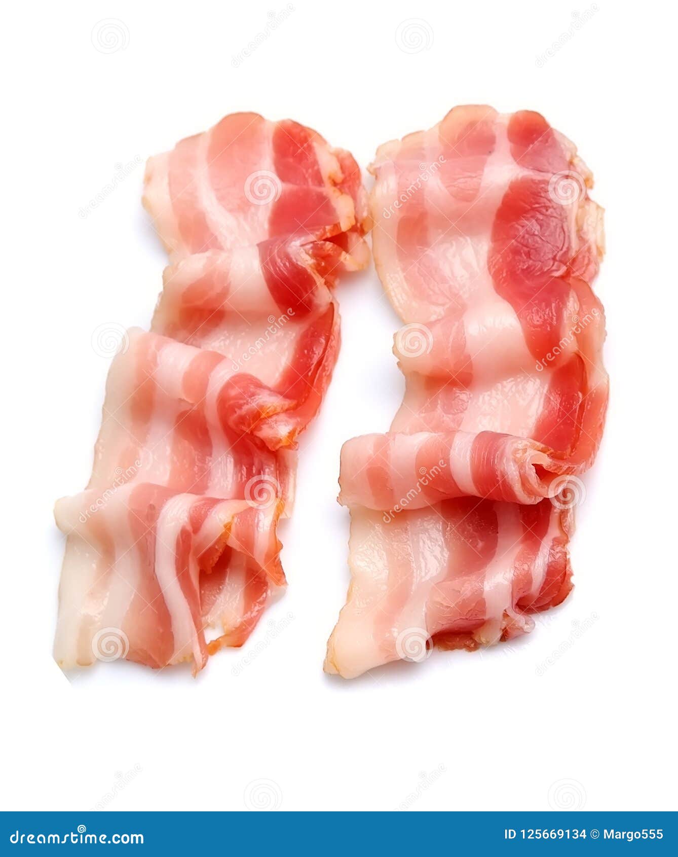 Bacon Meat Isolated on White Backgrounds. Stock Photo - Image of food ...
