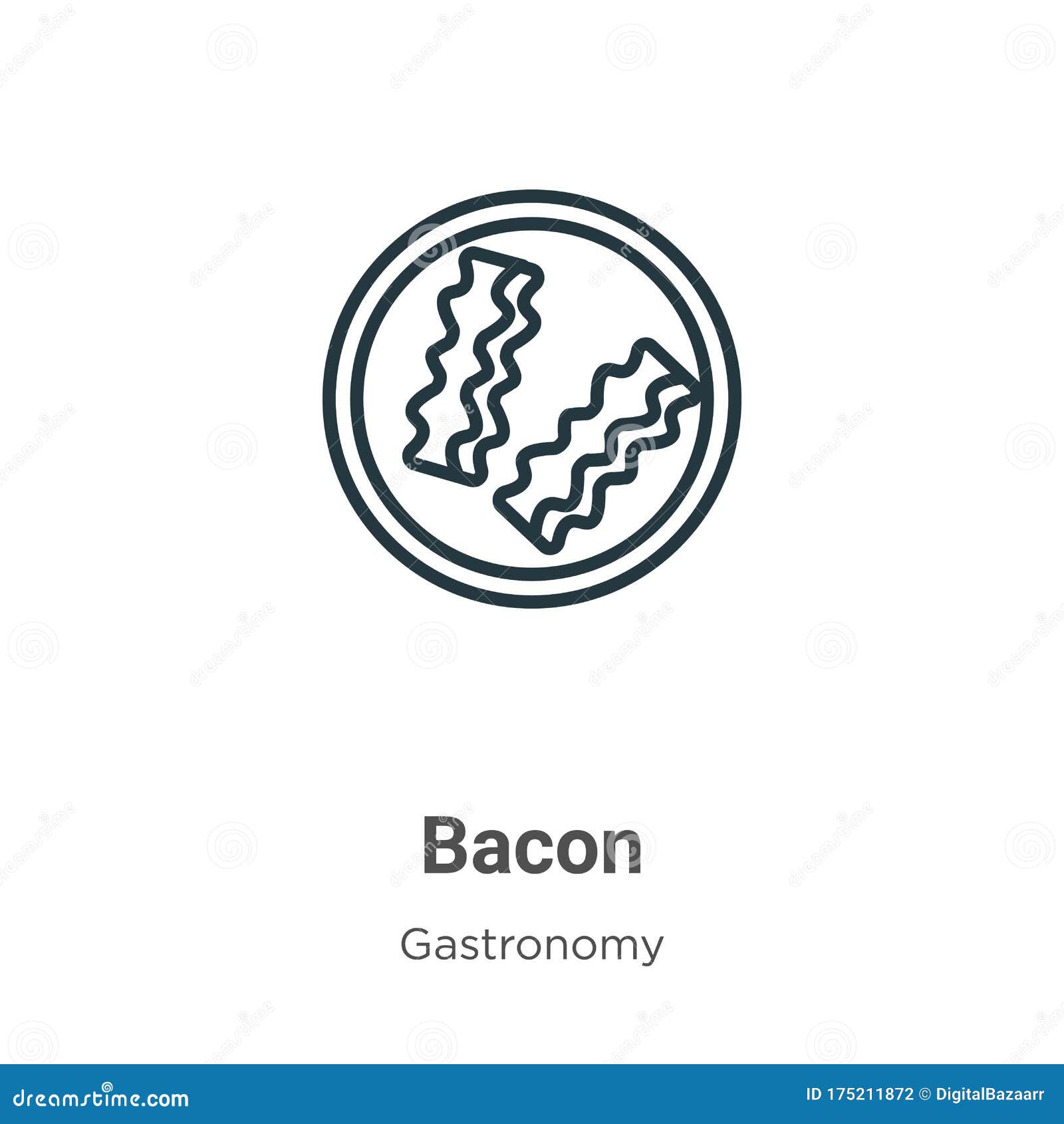 Bacon Outline Vector Icon. Thin Line Black Bacon Icon, Flat Vector ...