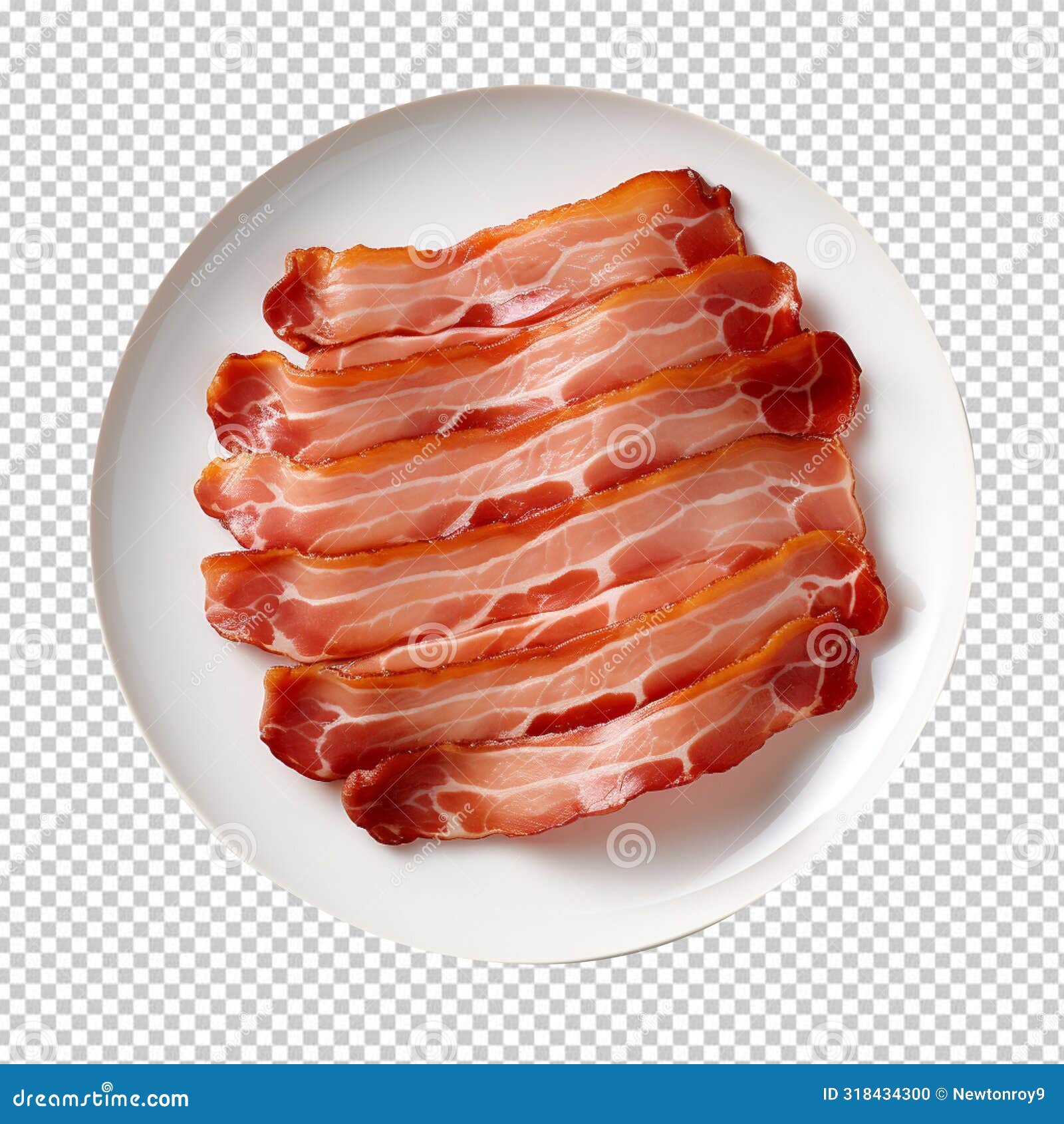 Bacon on Plate Isolated on Transparent Background Stock Photo ...