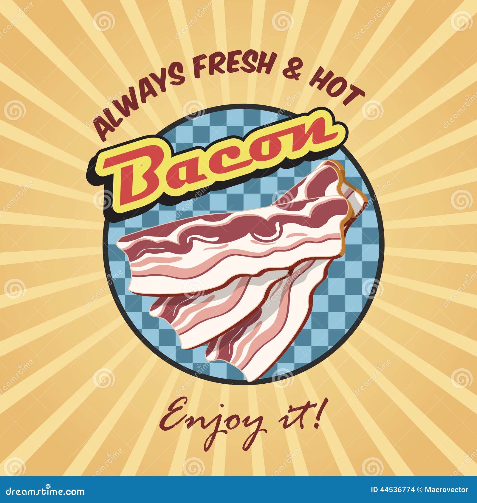 Bacon retro poster stock vector. Illustration of cover - 44536774