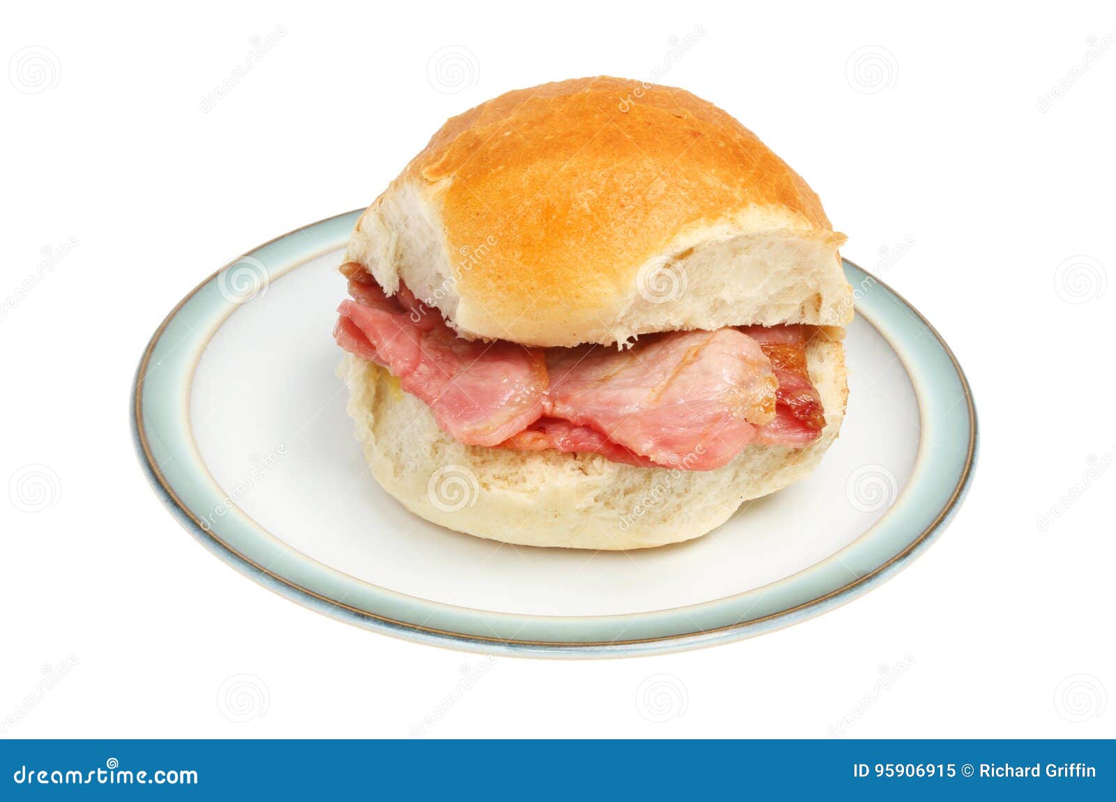 Bacon roll on a plate stock image. Image of snack, food - 95906915