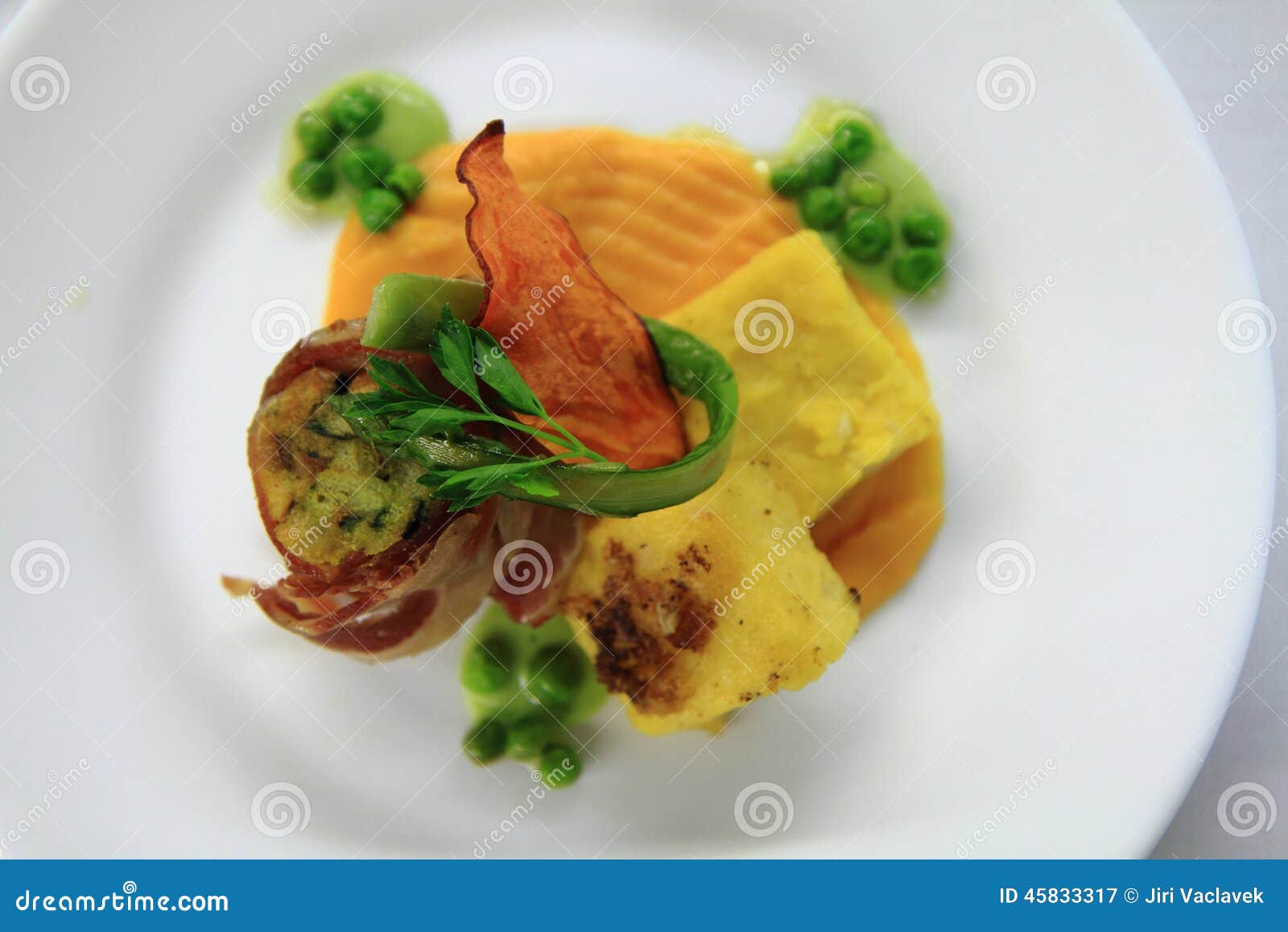 Bacon Roll with Spring Vegetable Stock Image - Image of sauce, tasty ...