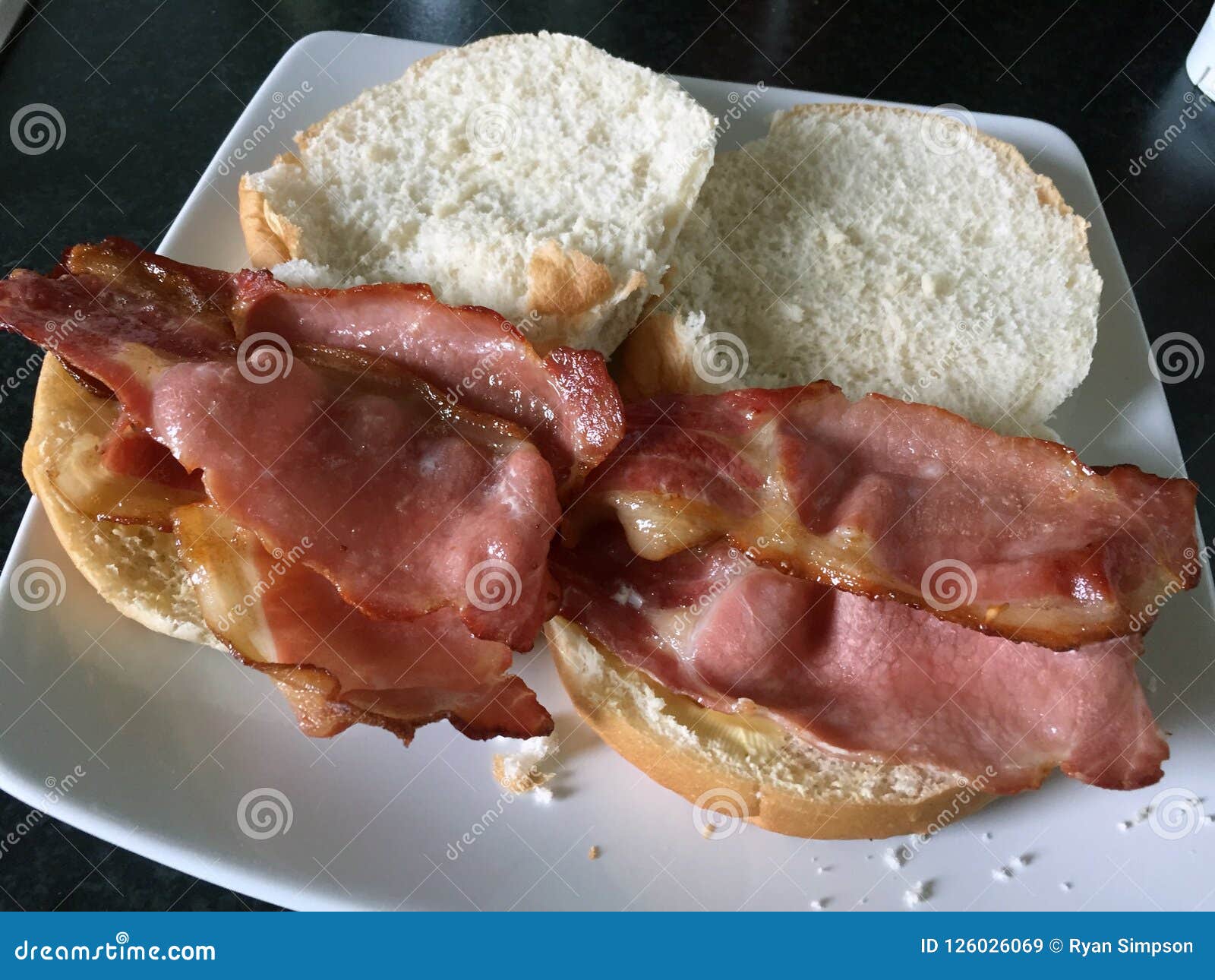 Bacon Rolls Open on a Plate Landscape Stock Image - Image of bacon ...