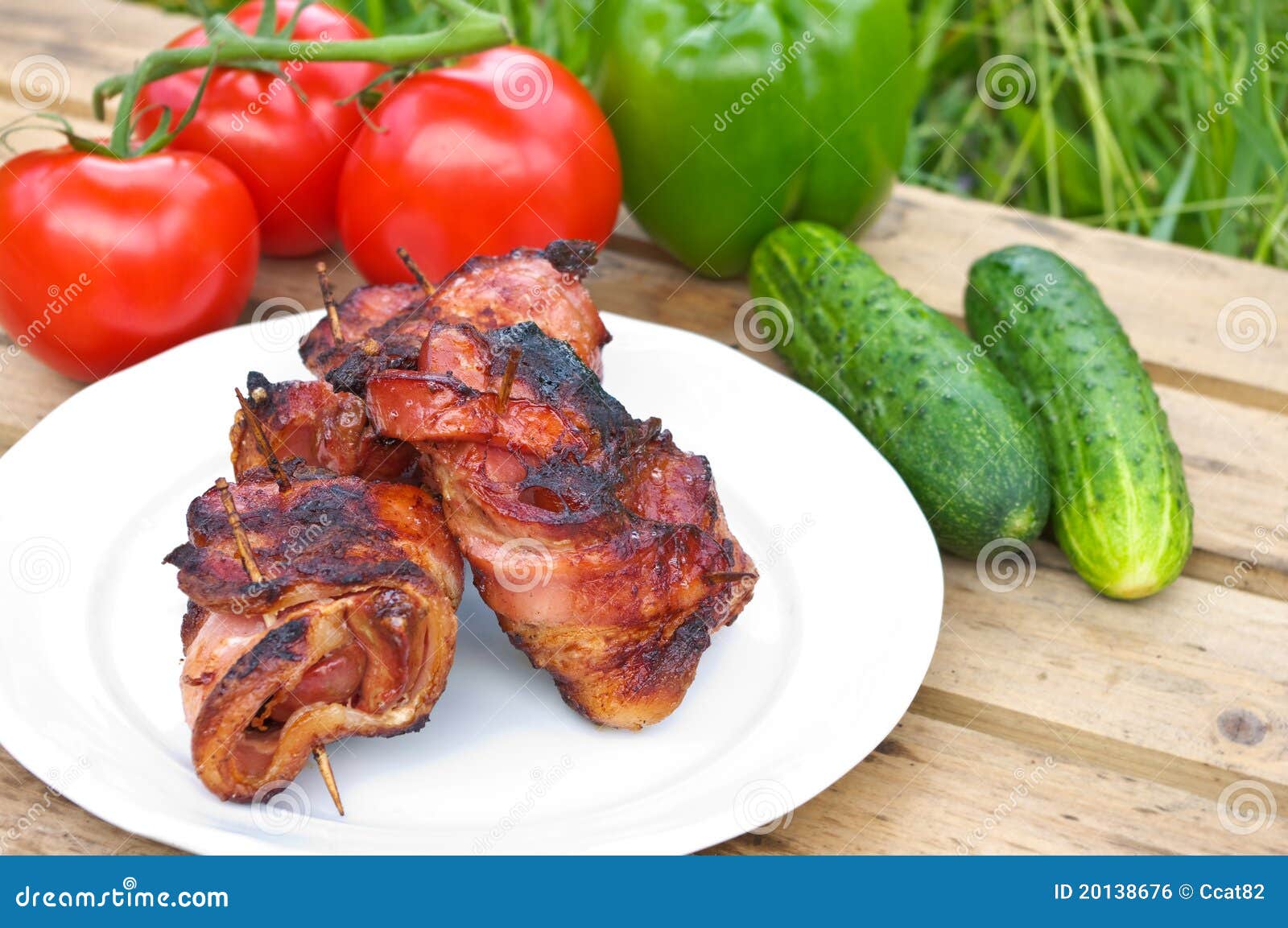 Bacon Roulade with Chicken Liver Stock Photo - Image of cucumber, dish ...