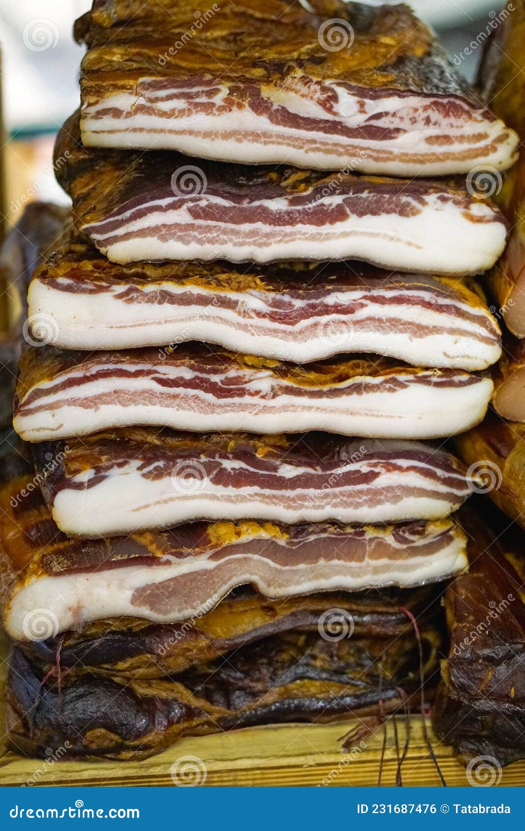 Bacon slabs stack stock photo. Image of meat, swine - 231687476
