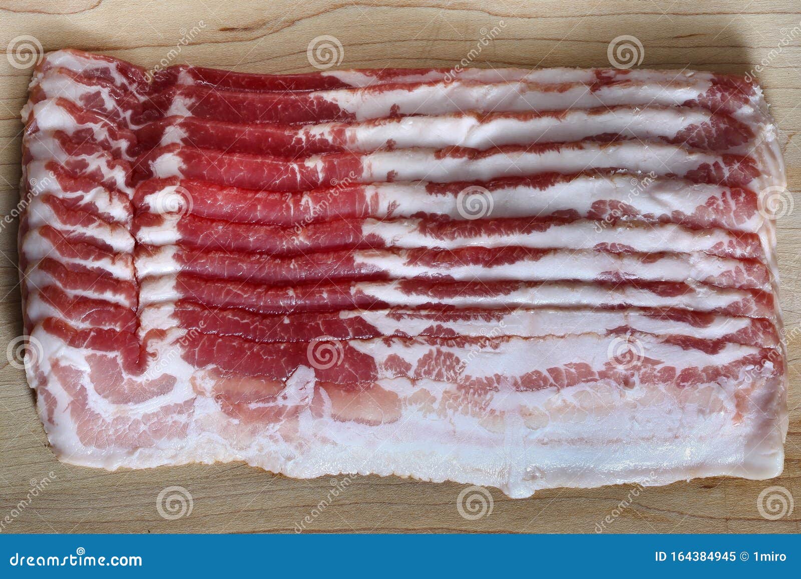 Bacon Slice on Wooden Board Stock Image - Image of closeup, texture ...