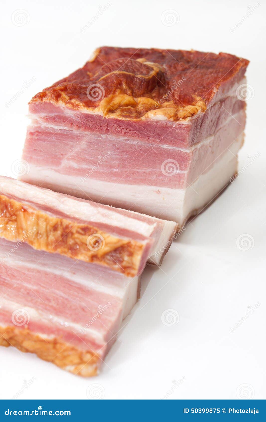 Bacon and Sliced Bacon on a White Background Stock Image - Image of ...