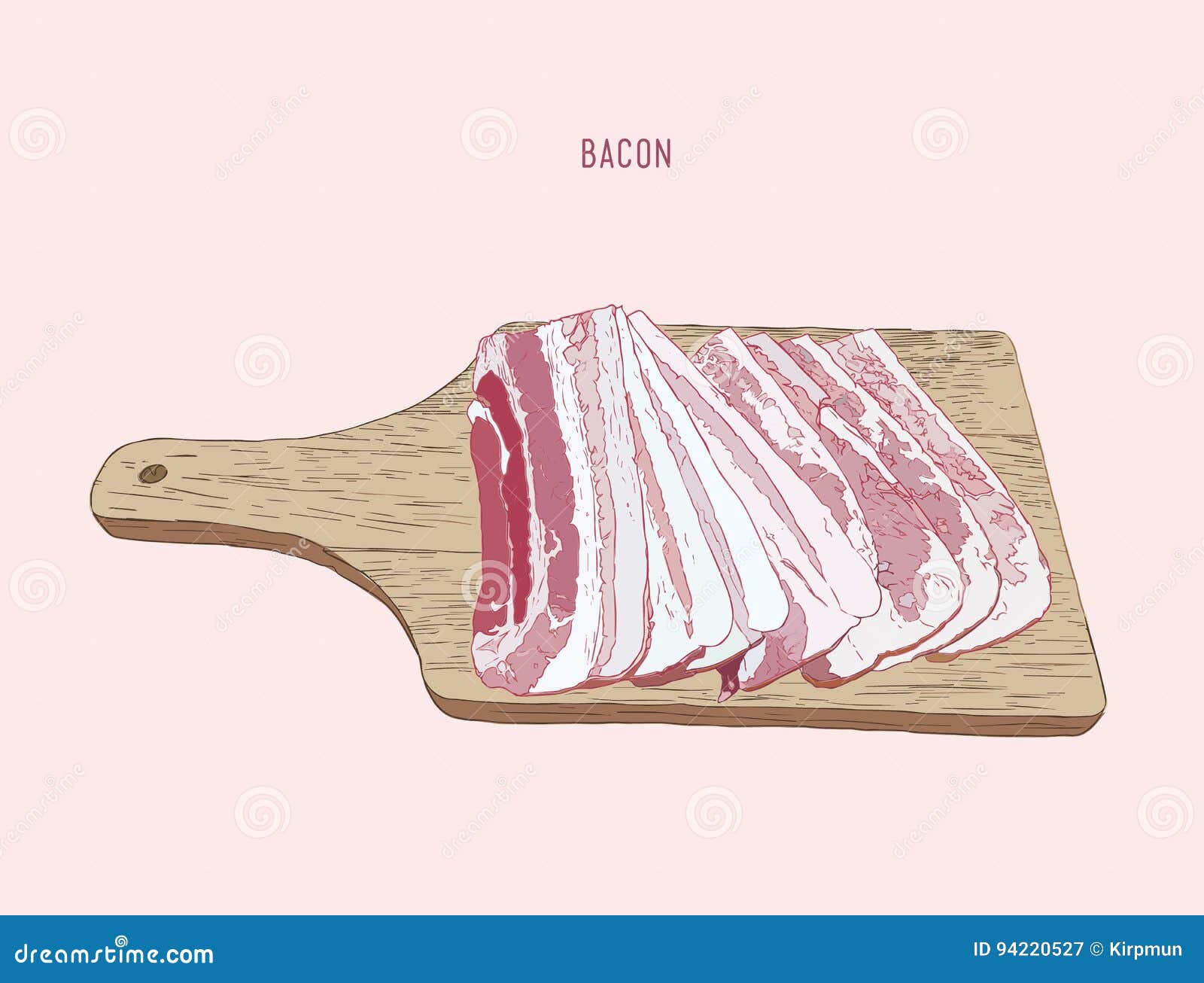 Bacon Sliced , Hand Draw Sketch Vector. Stock Vector - Illustration of ...