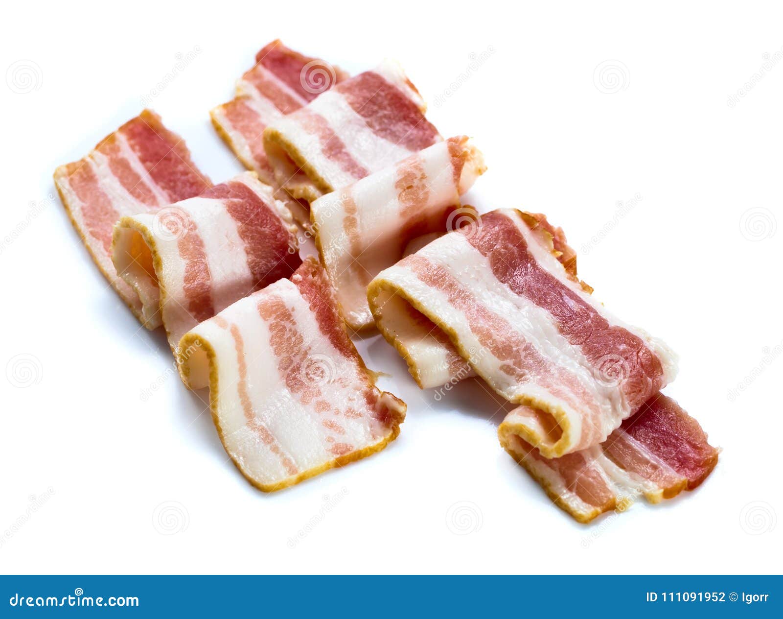 Bacon Slices on White Background. Stock Photo - Image of bacon, sliced ...
