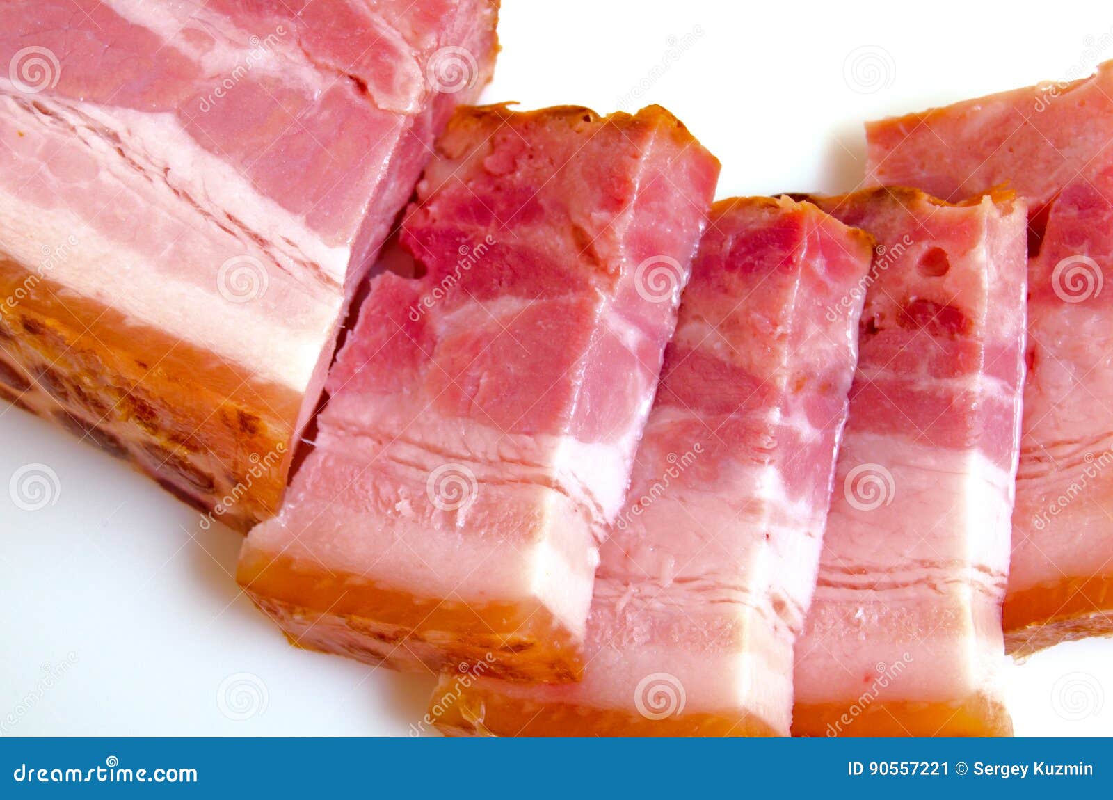 Bacon smoked and boiled. stock image. Image of trace - 90557221