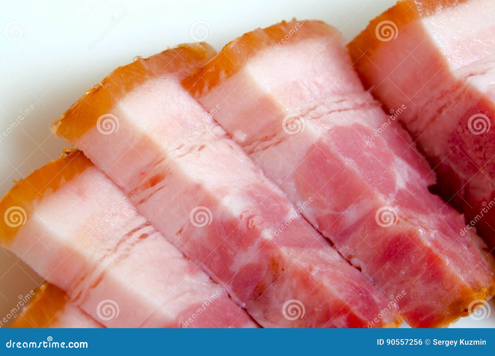 Bacon smoked and boiled. stock photo. Image of bacon - 90557256