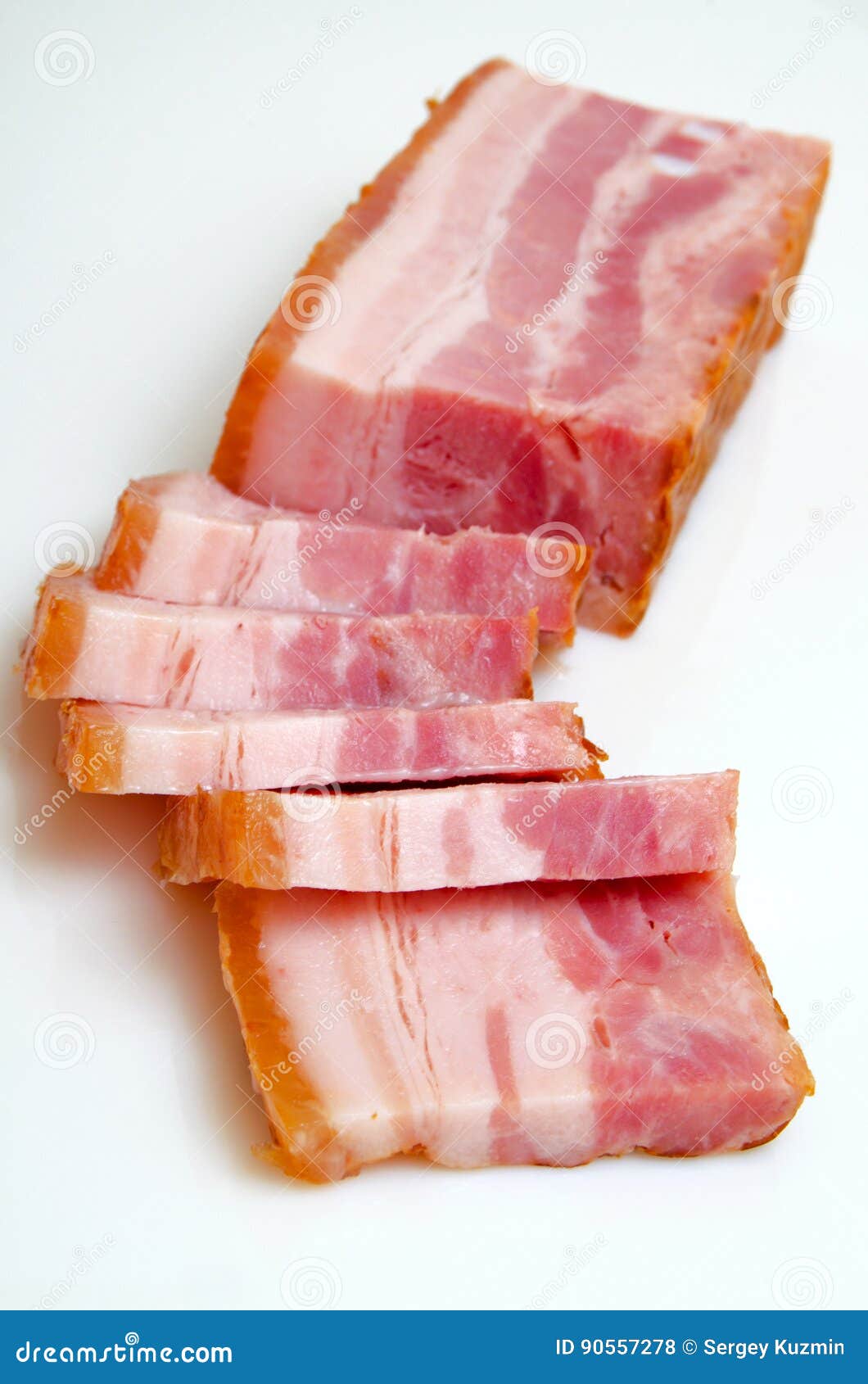 Bacon smoked and boiled. stock photo. Image of cholesterol - 90557278