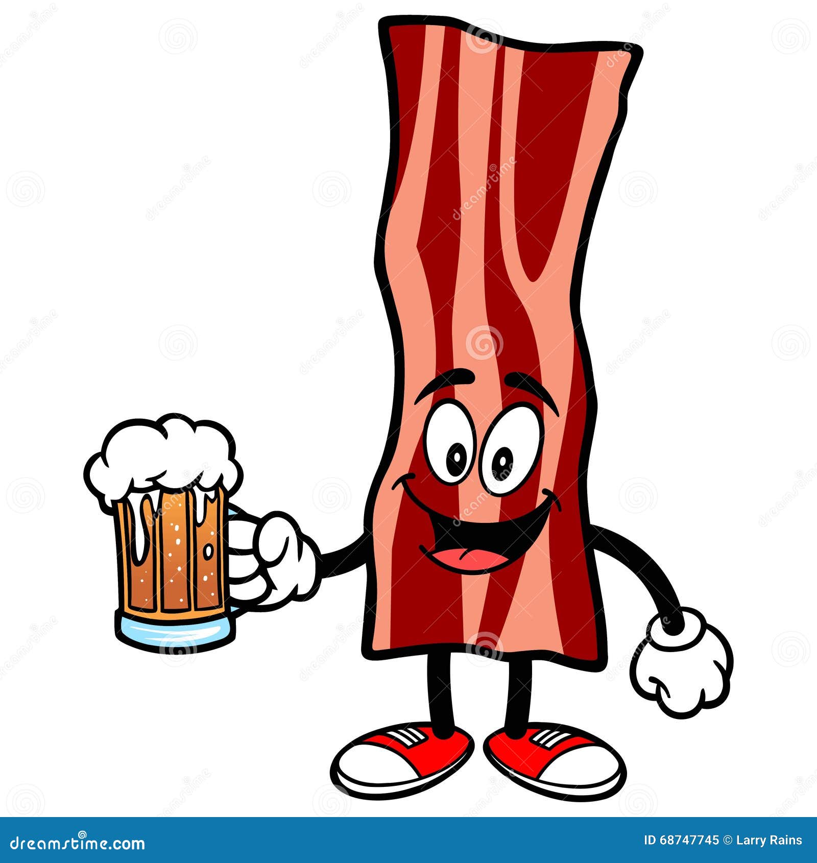 Bacon Strip Running With A Stop Sign Cartoon Vector | CartoonDealer.com ...