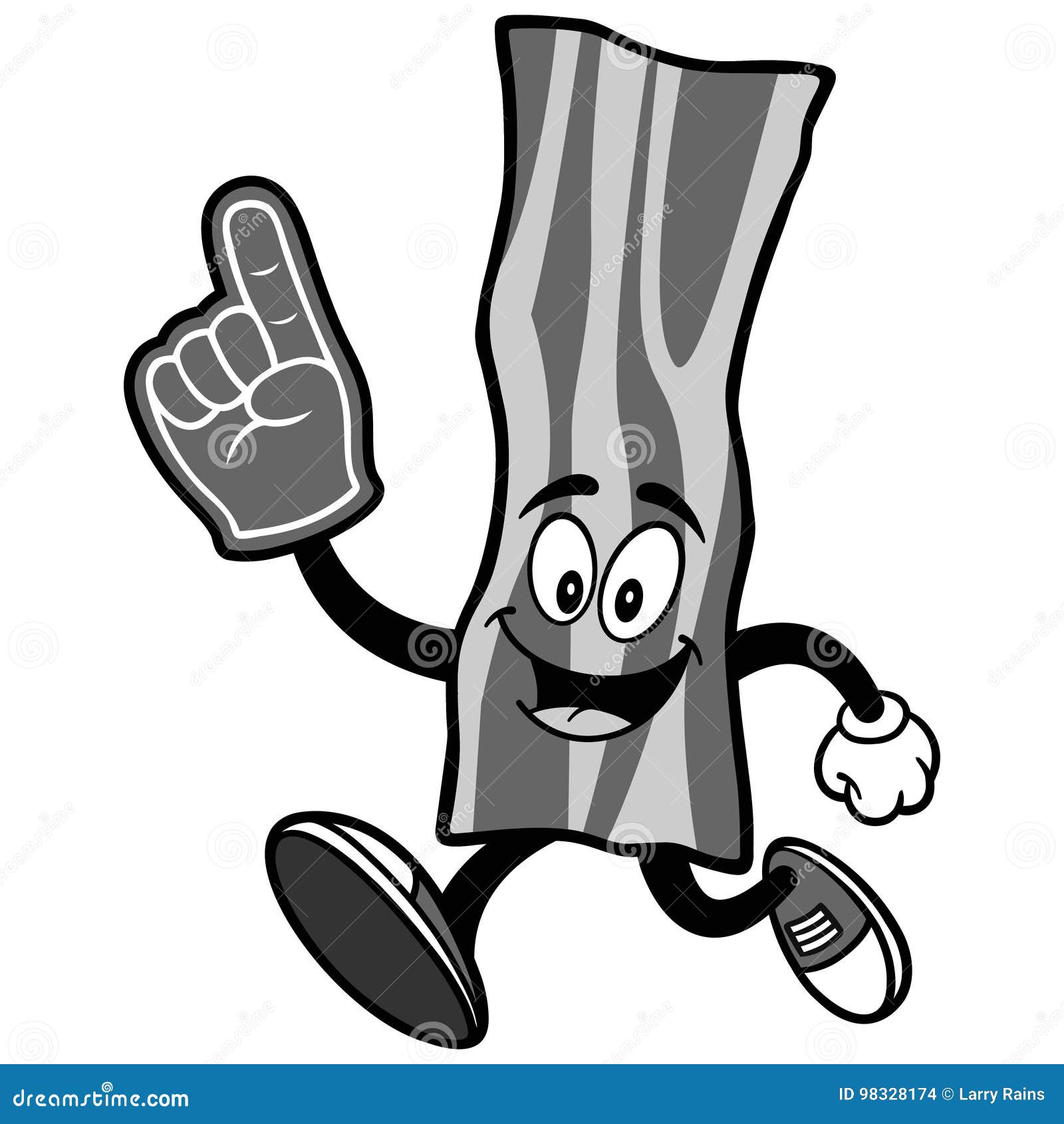 Bacon Strip Running with Foam Finger Illustration Stock Vector ...
