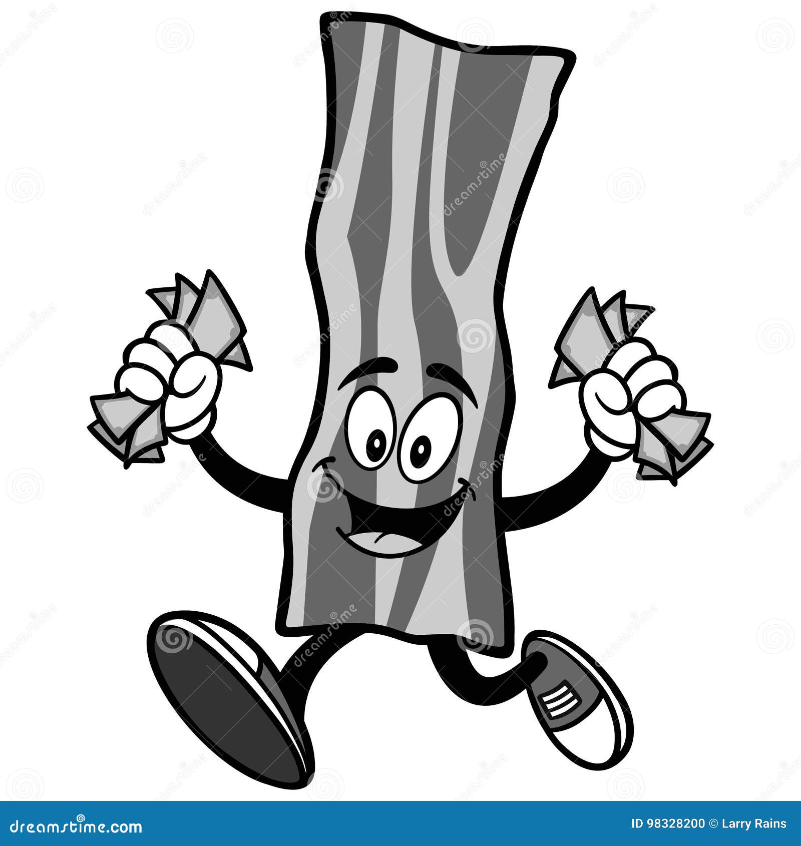 Bacon Strip Running with Money Illustration Stock Vector - Illustration ...