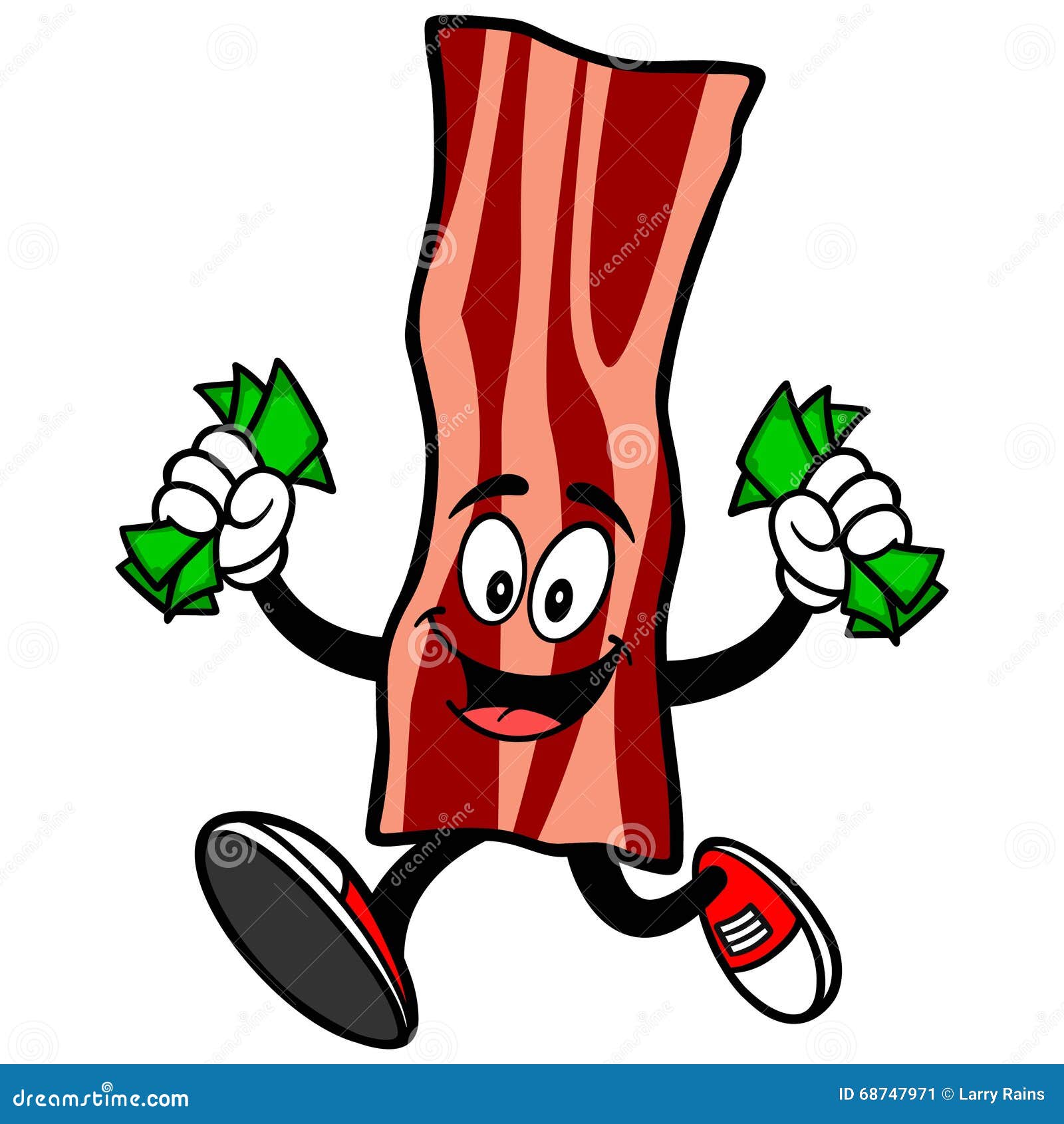 Bacon Strip Running with Money Stock Vector - Illustration of sport ...