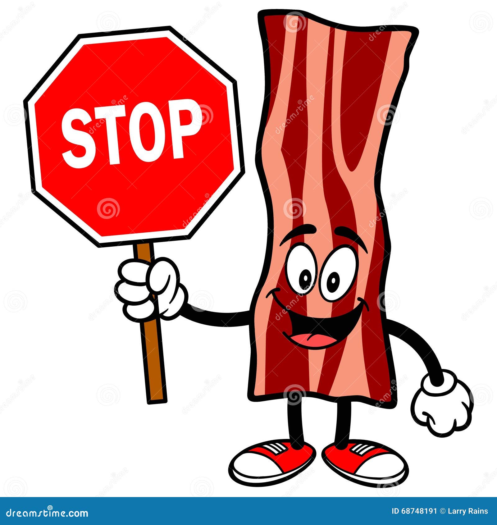 Bacon Strip Running with a Stop Sign Stock Vector - Illustration of ...