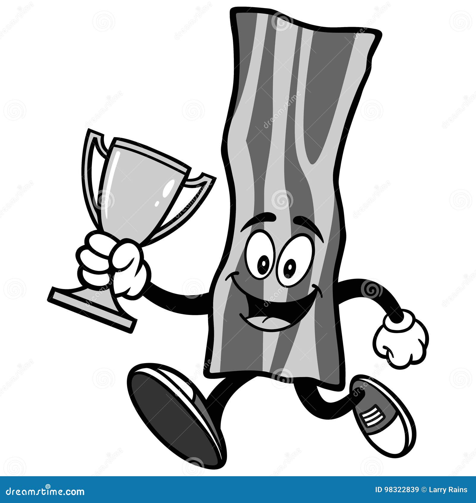 Bacon Strip Running with Trophy Illustration Stock Vector ...
