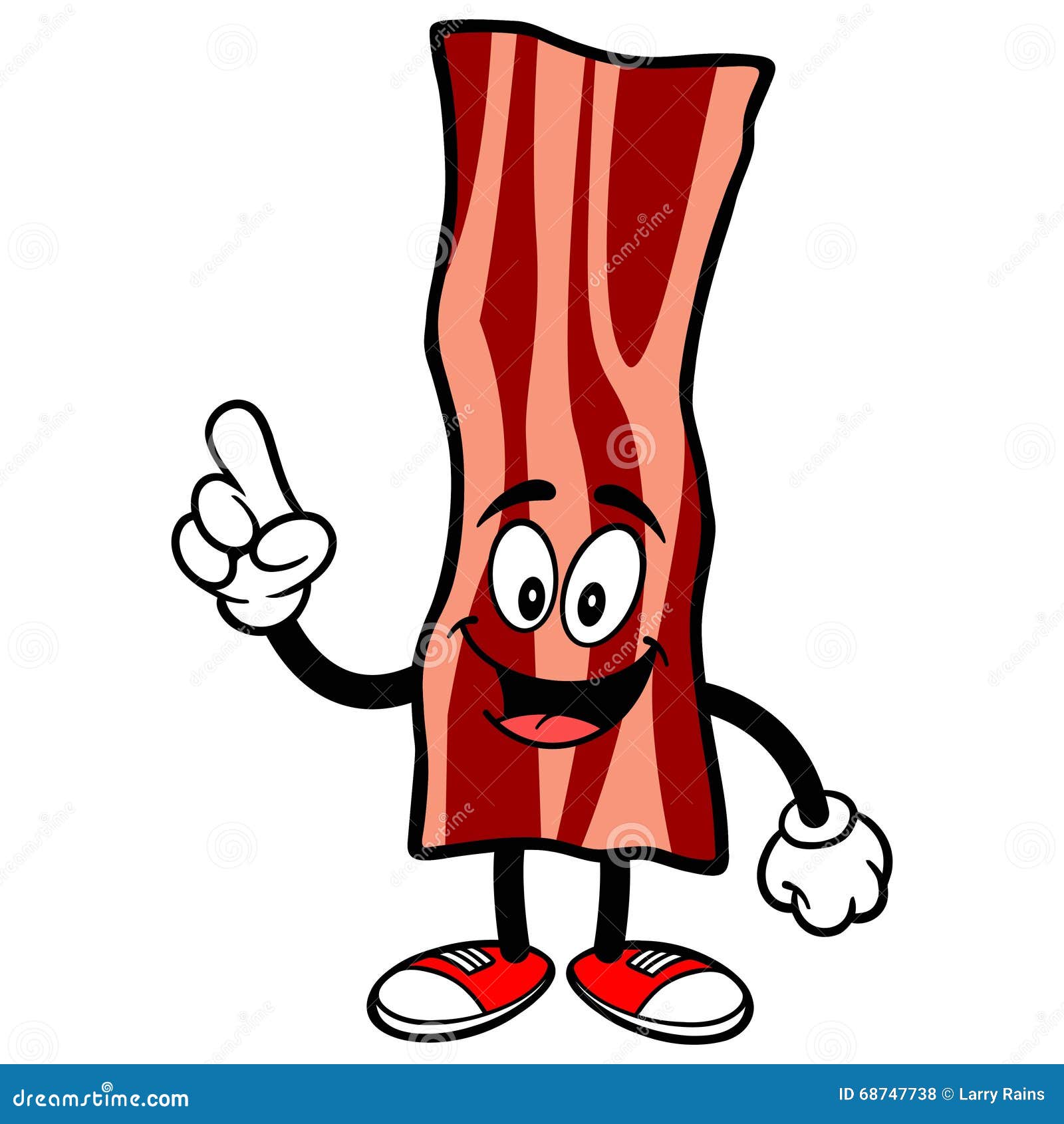 Bacon Strip Running With A Stop Sign Cartoon Vector | CartoonDealer.com ...