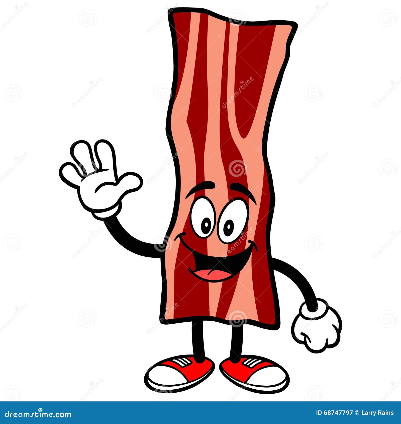 Bacon Strip Waving stock vector. Illustration of cartoon - 68747797