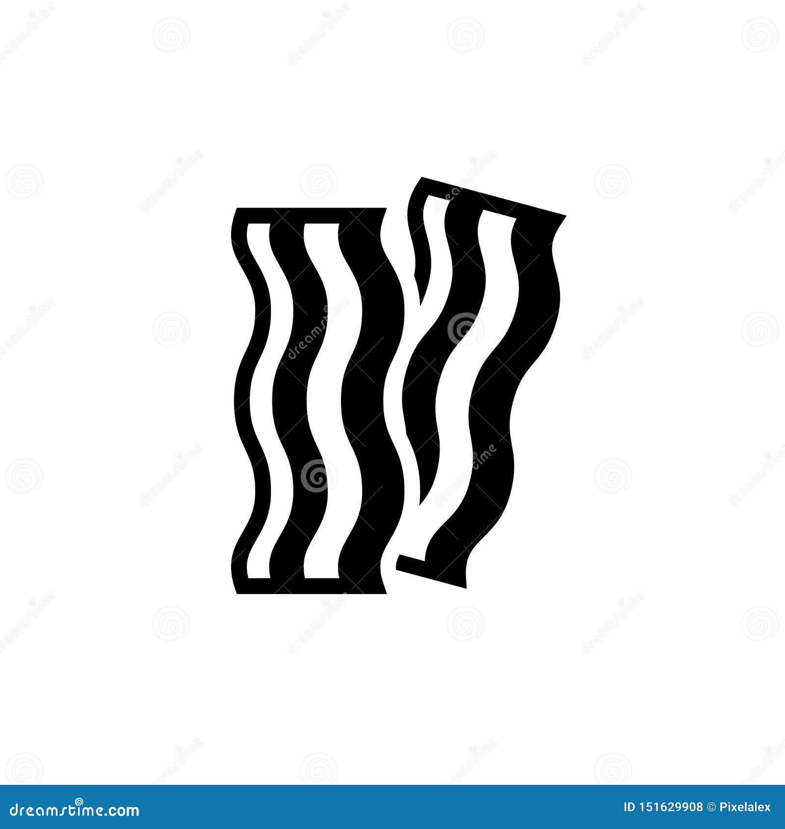 Bacon Stripe Black Icon on White Background Stock Vector - Illustration ...