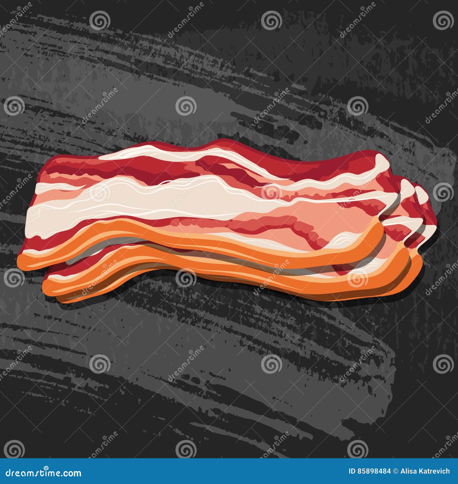 Bacon Strips on Black Chalk Board Background. Vector Stock Vector ...