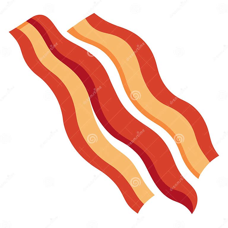 Bacon Strips on Solid White Background, Single Object Stock Vector ...