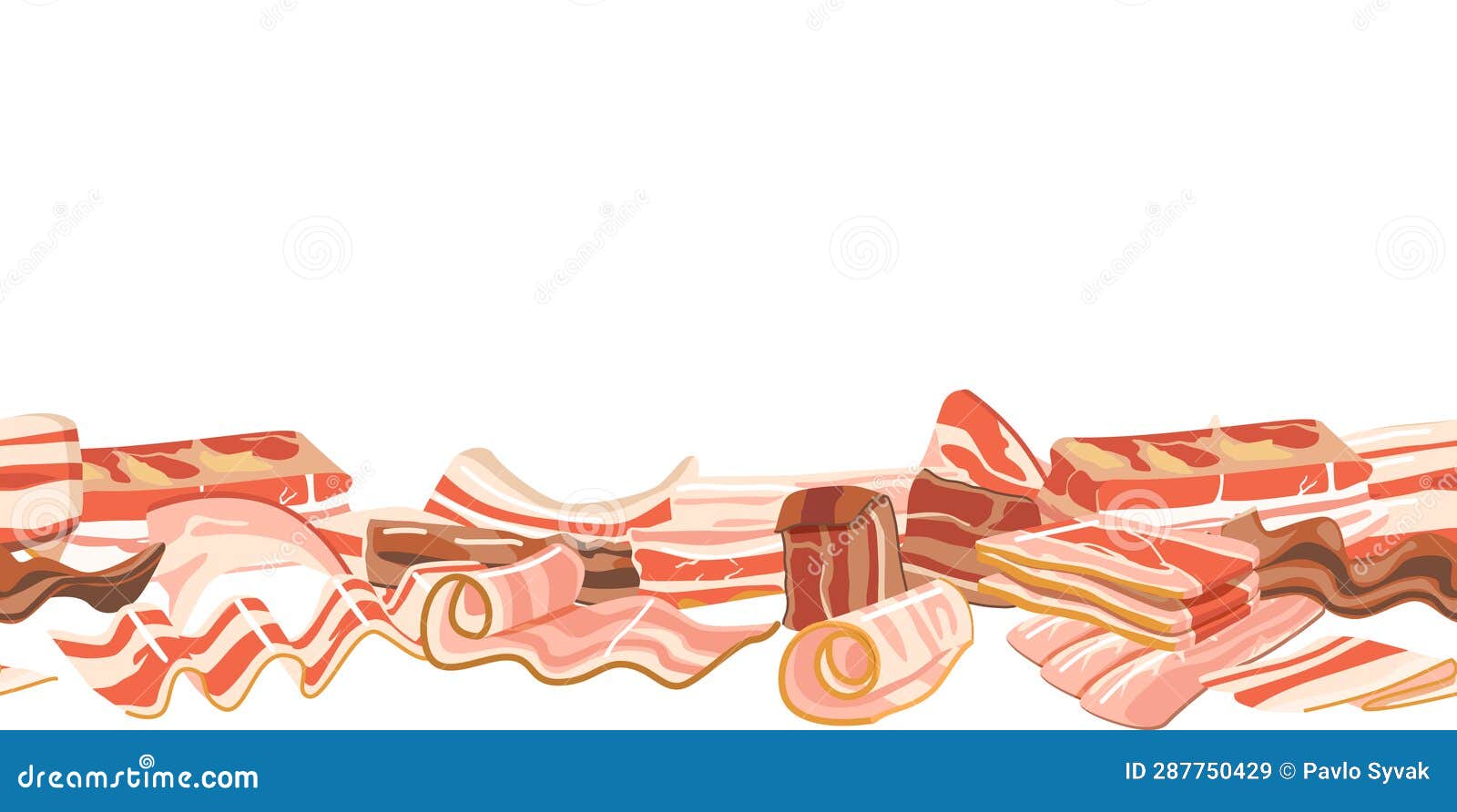 Bacon-themed Seamless Pattern Featuring Crisp Strips and Savory Designs ...