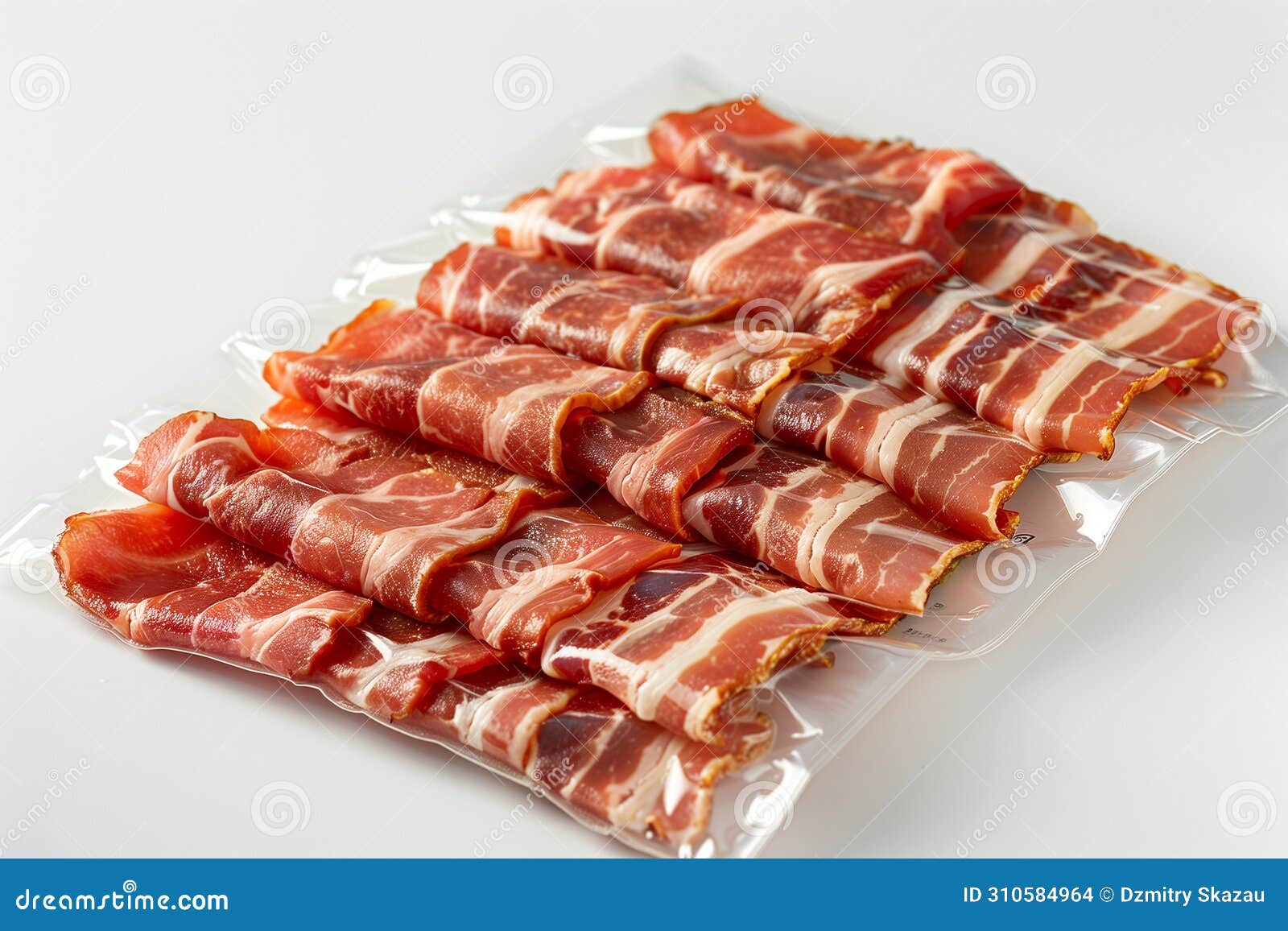 Bacon in Vacuum Packaging on a White Table. Stock Photo - Image of ...